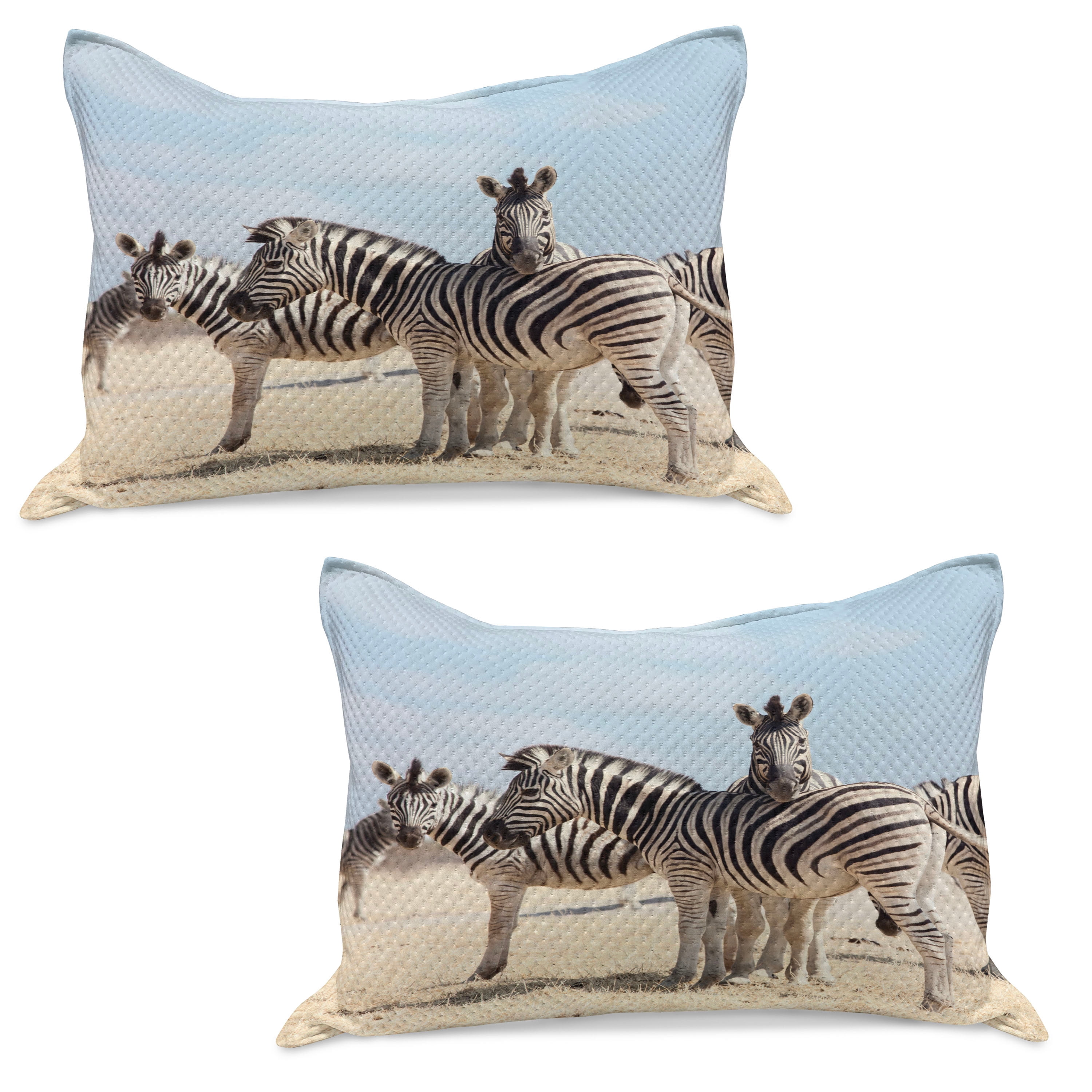 Wildlife Knitted Quilt Pillowcover Set of 2, Picture of 3 Zebras in ...