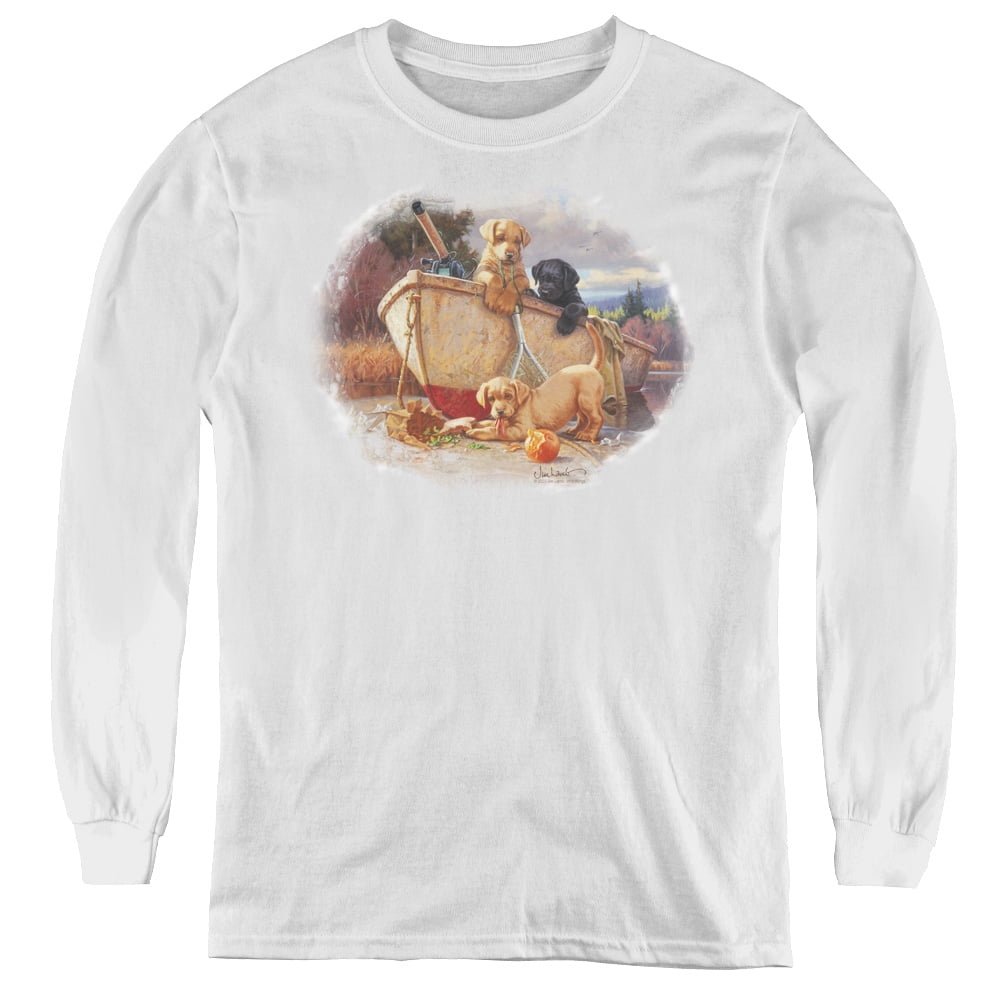Wildlife Lunch Break Lab Pups Youth Long Sleeve T-Shirt White - Walmart.com