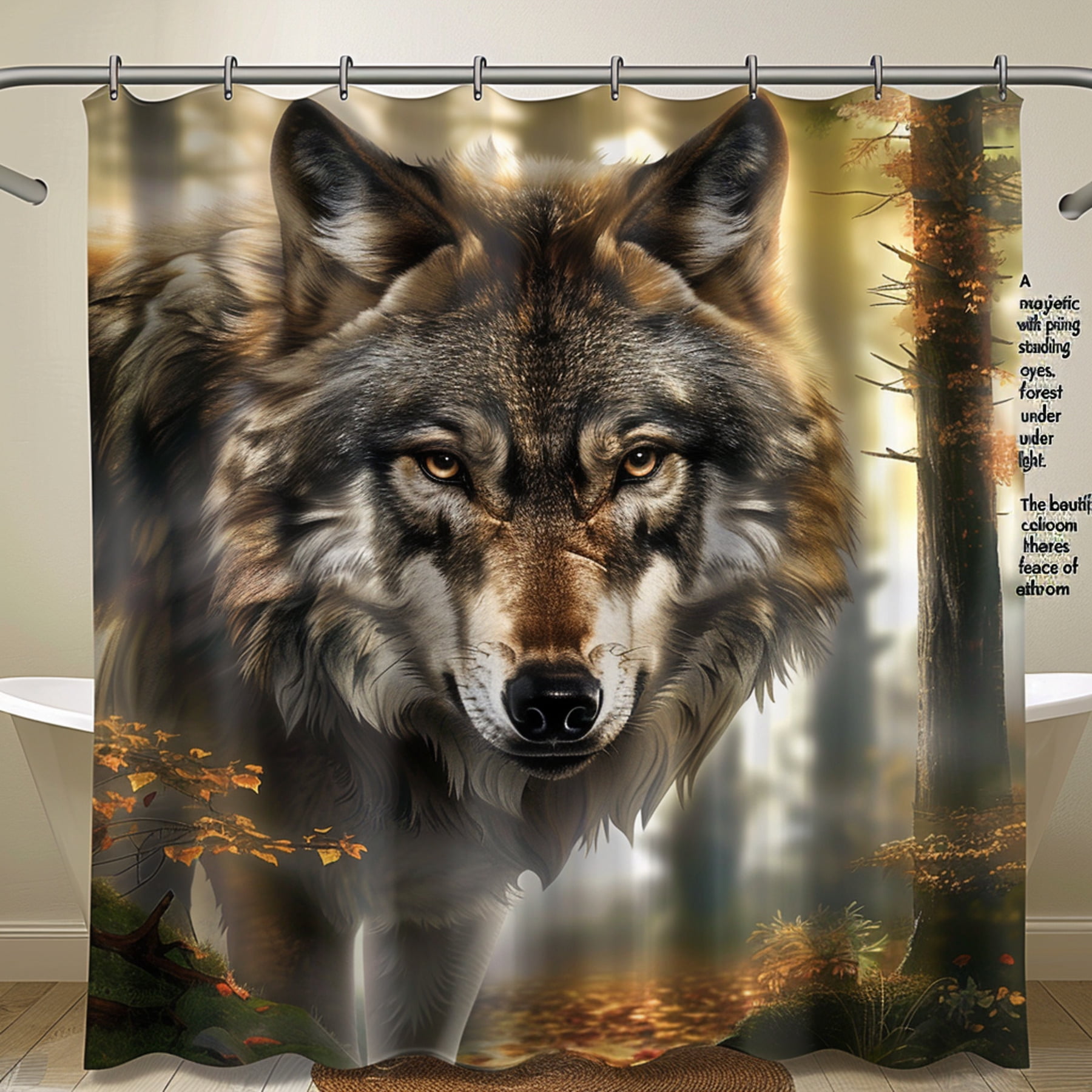 Wildlife Majesty: Wolf and Deer Print Shower Curtain Hyperrealistic ...