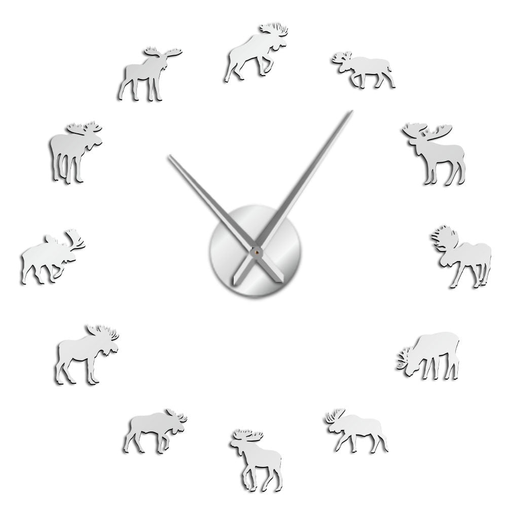 Wildlife Moose DIY Giant Wall Clock Moose Silhouette Decorative ...