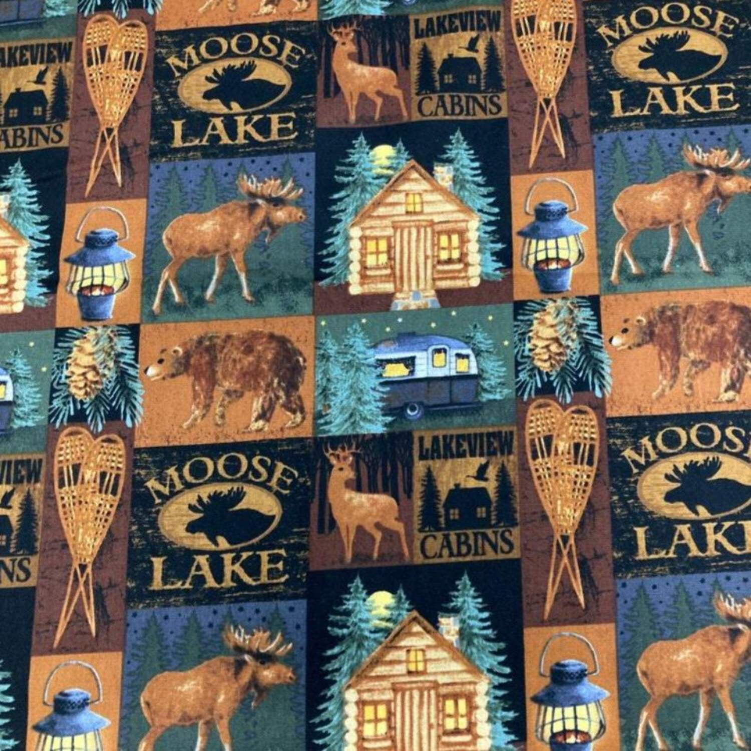 100% Cotton Wildlife Moose Lake Fabric, 45" Wide, Cut to Order ...