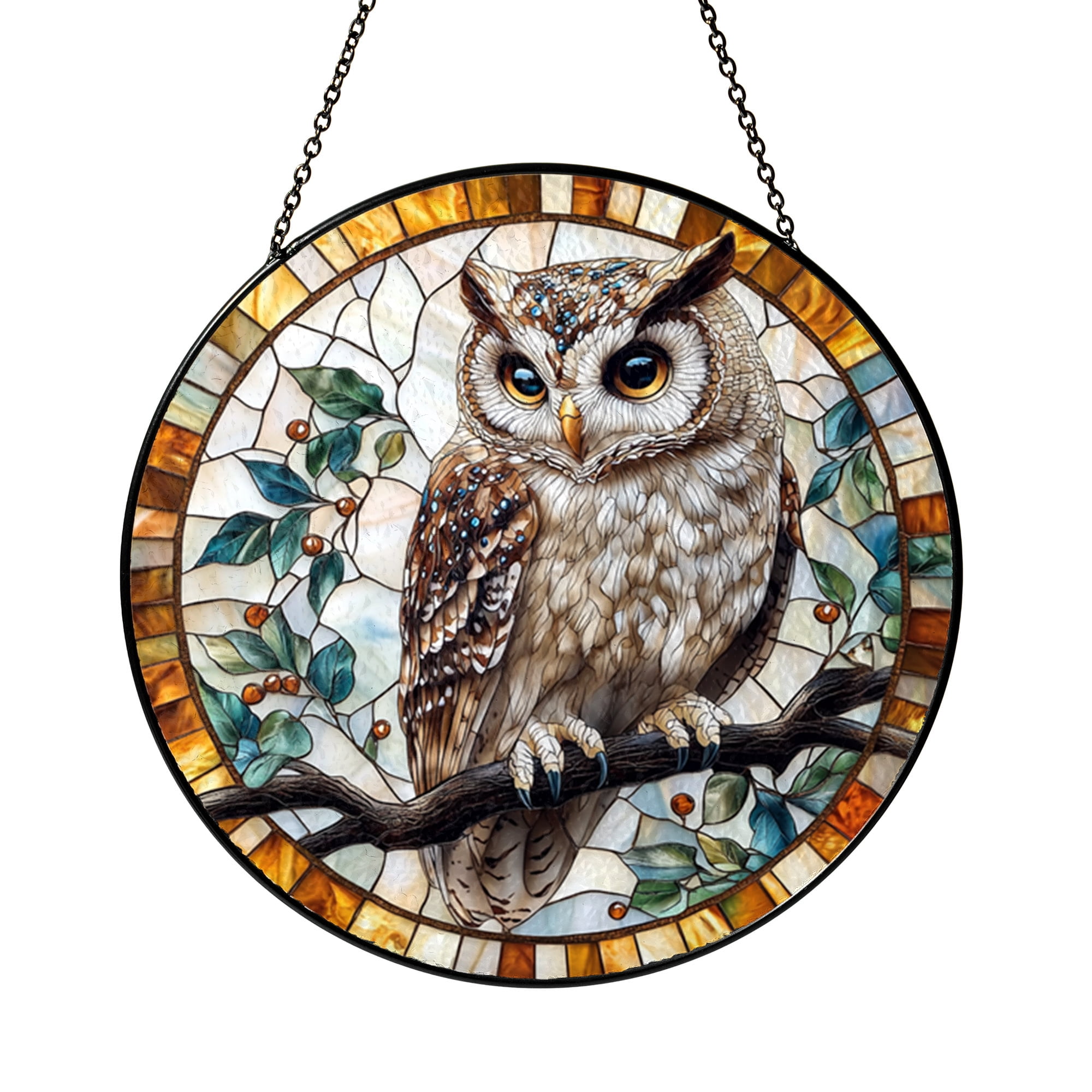 Wildlife Owl Stained Glass Suncatcher Window Hanging, Nature Decorative ...