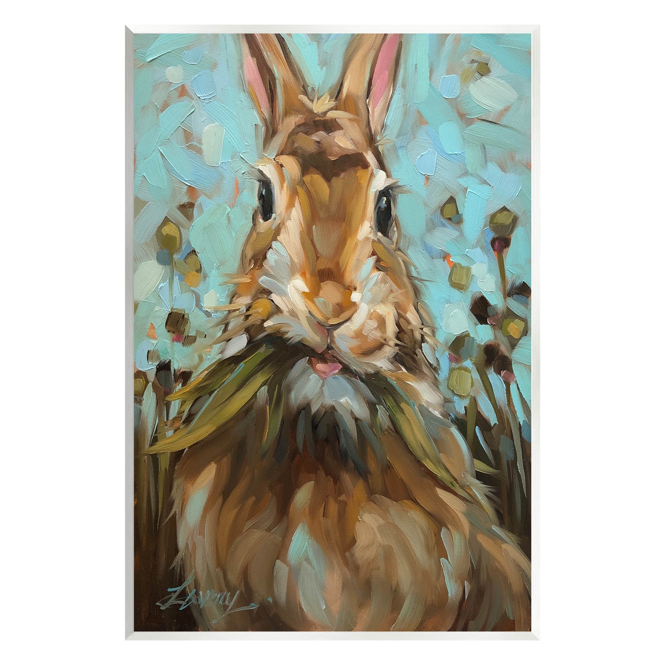Andrea Lavery Rabbit Eating Grass Painting - Unframed Art Print ...