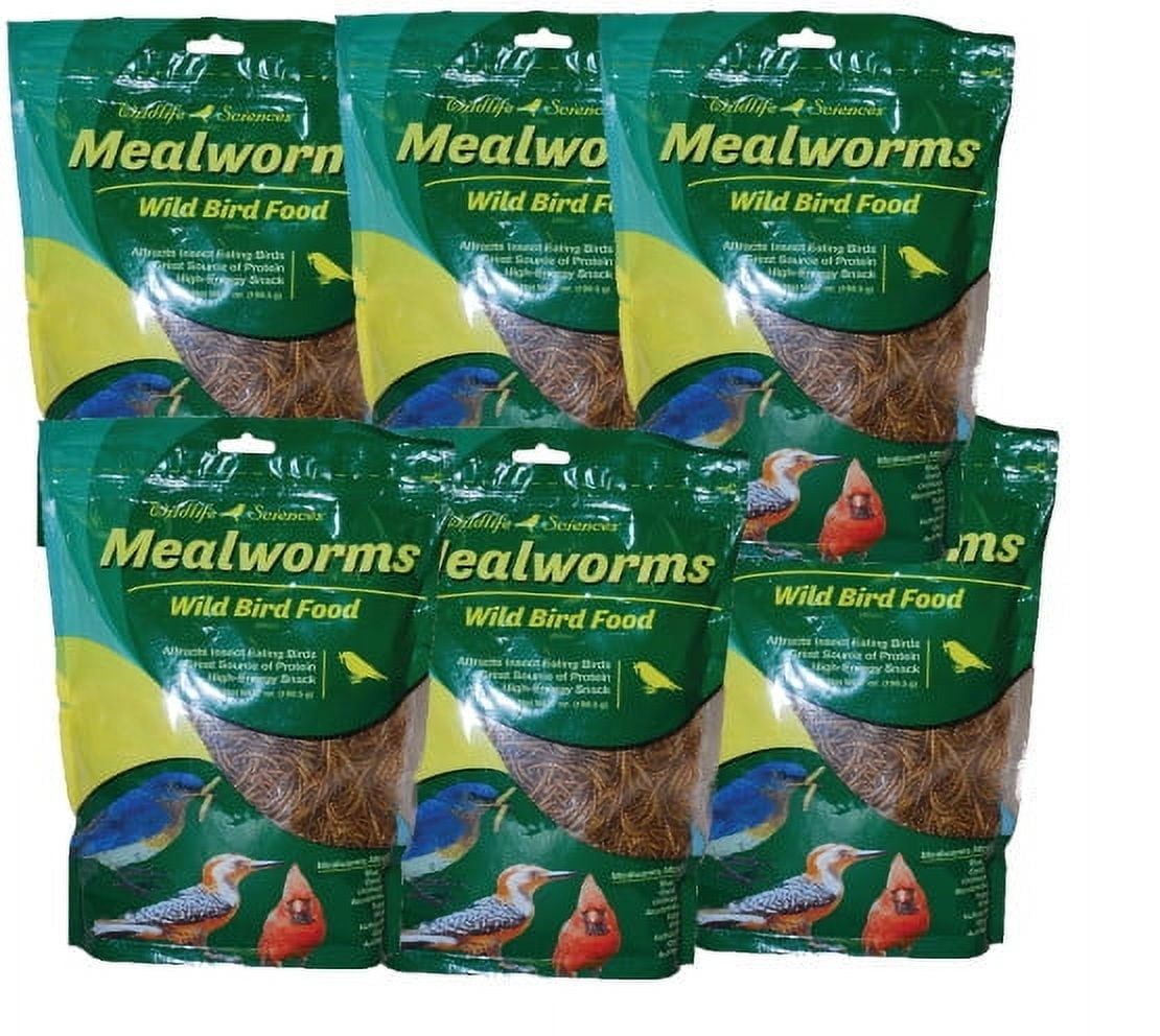 Wildlife Sciences 6 Pack of 7 oz Dried Mealworms | Wild Bird Food ...