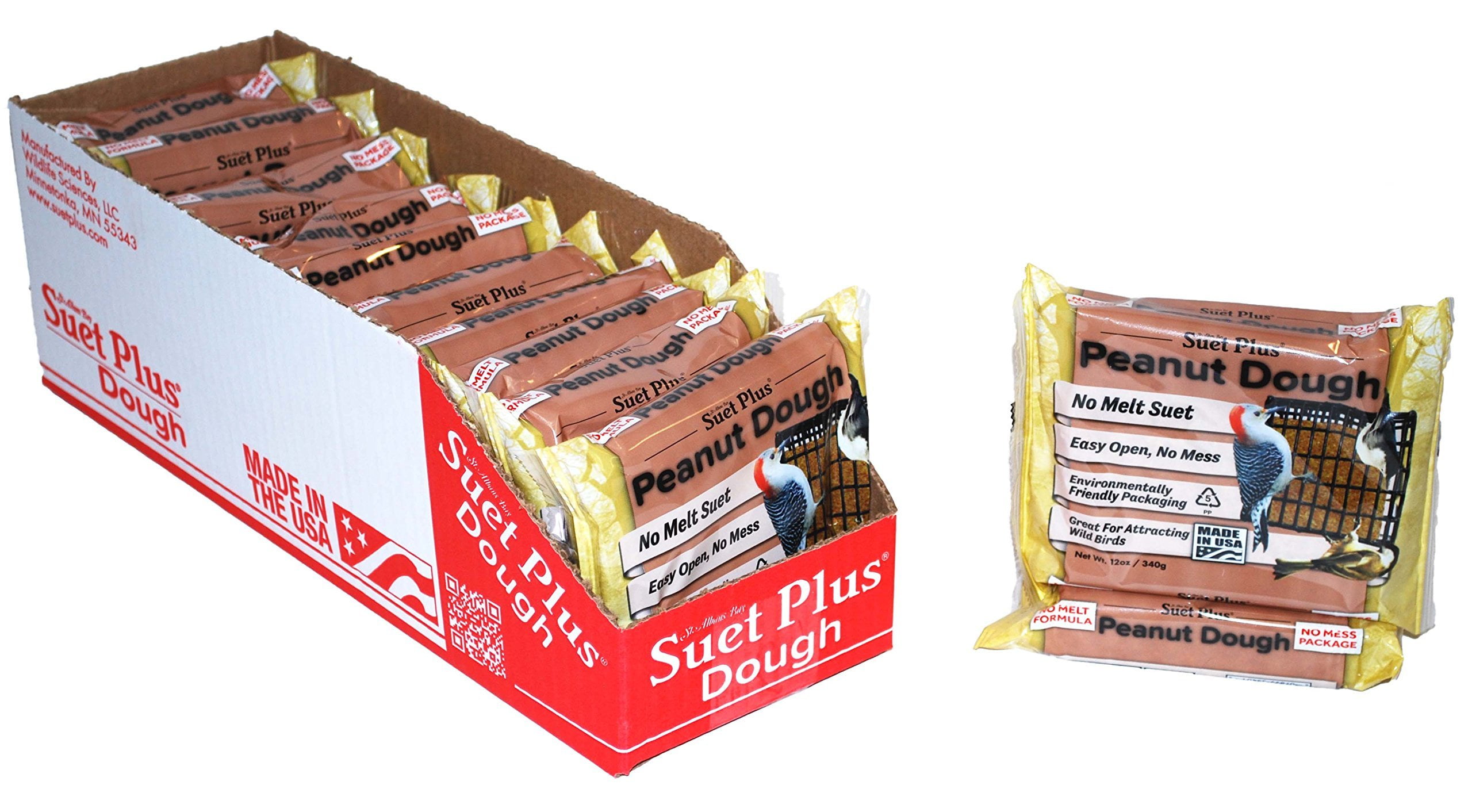 Wildlife Sciences Suet Plus Peanut Dough No Melt Suet Cake 12 Pack 12 ...