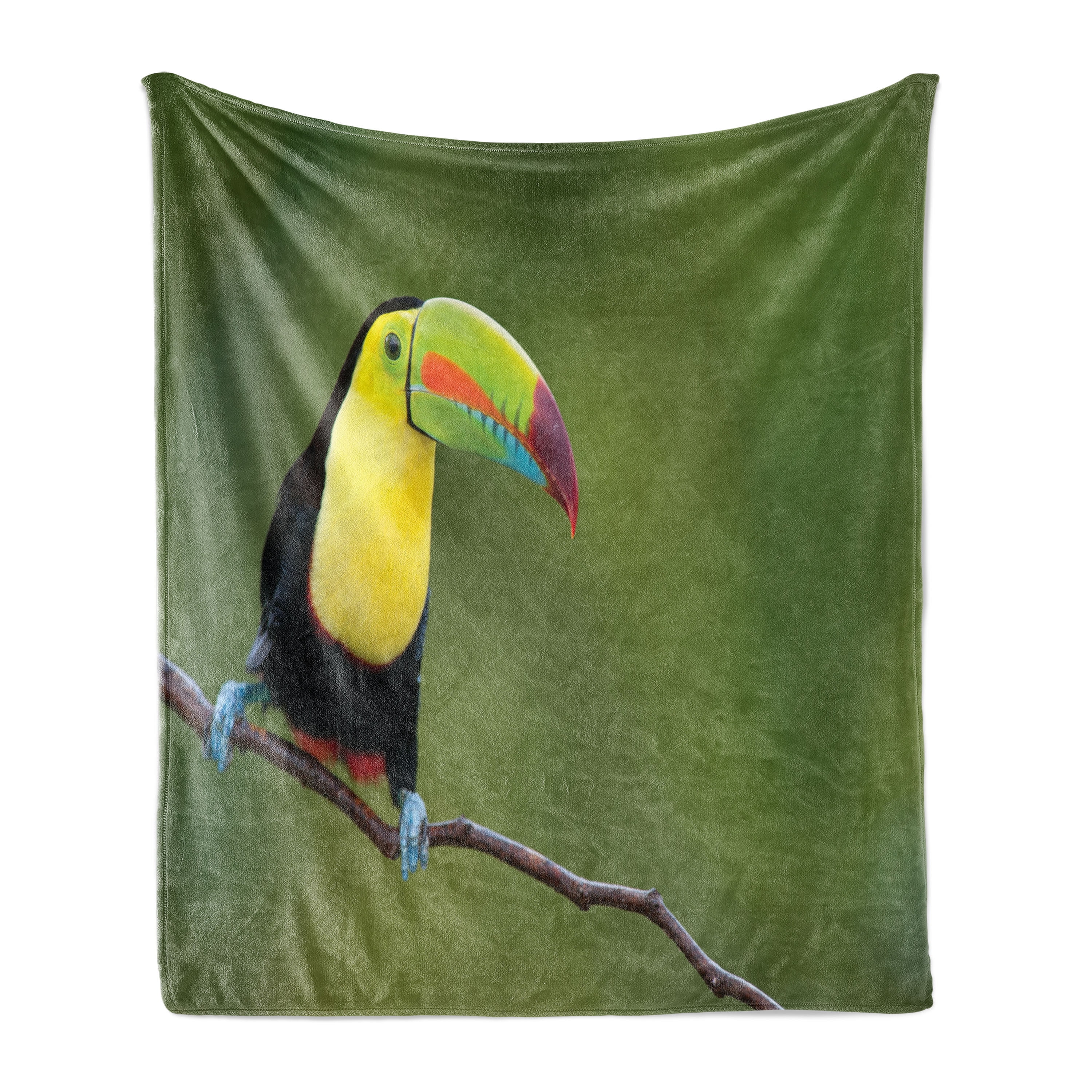 Wildlife Soft Flannel Fleece Blanket, Keel Billed Toucan Colorful on ...