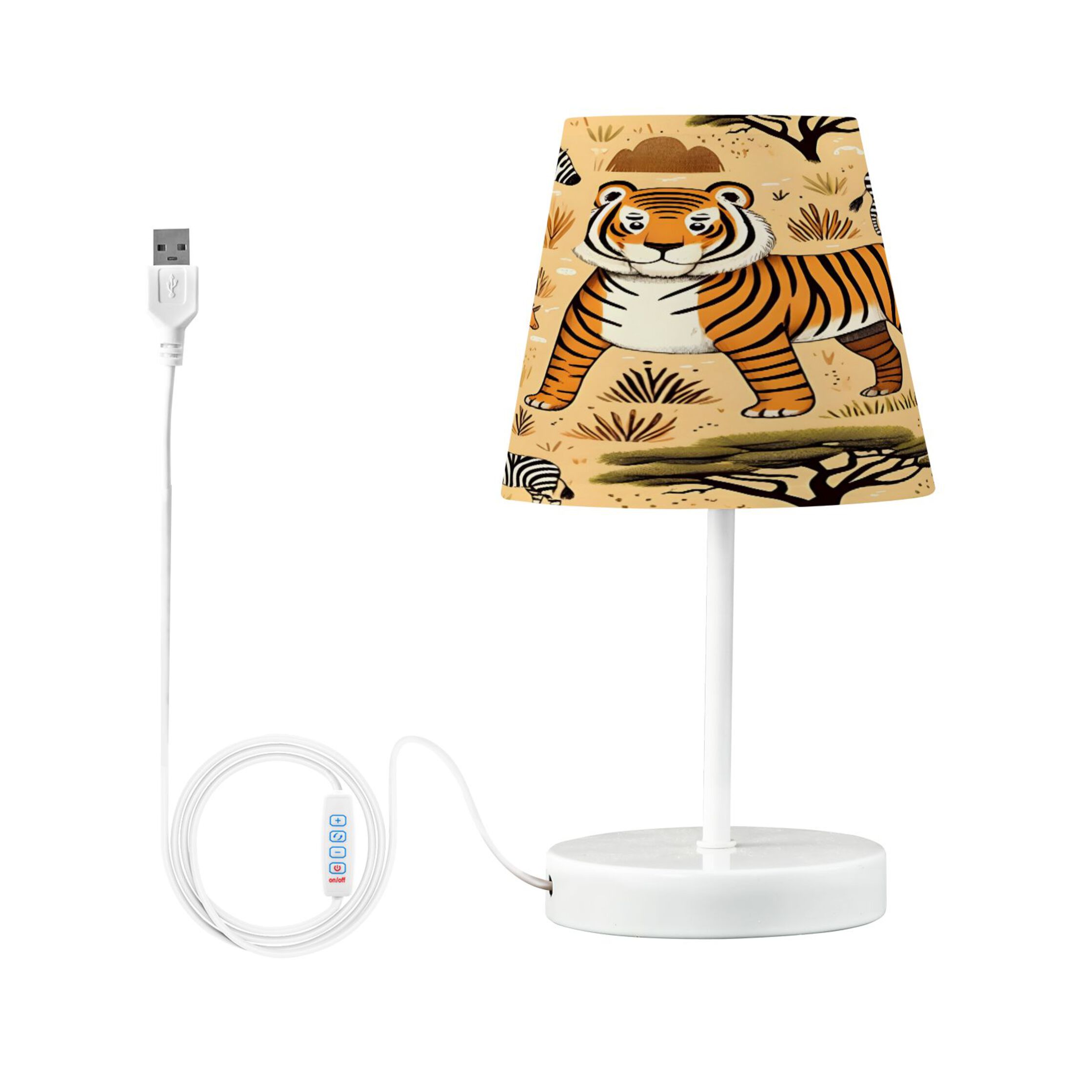 Wildlife Tiger Zebra Giraffe Desk Lamp LED Table Nightstand Lamps with ...