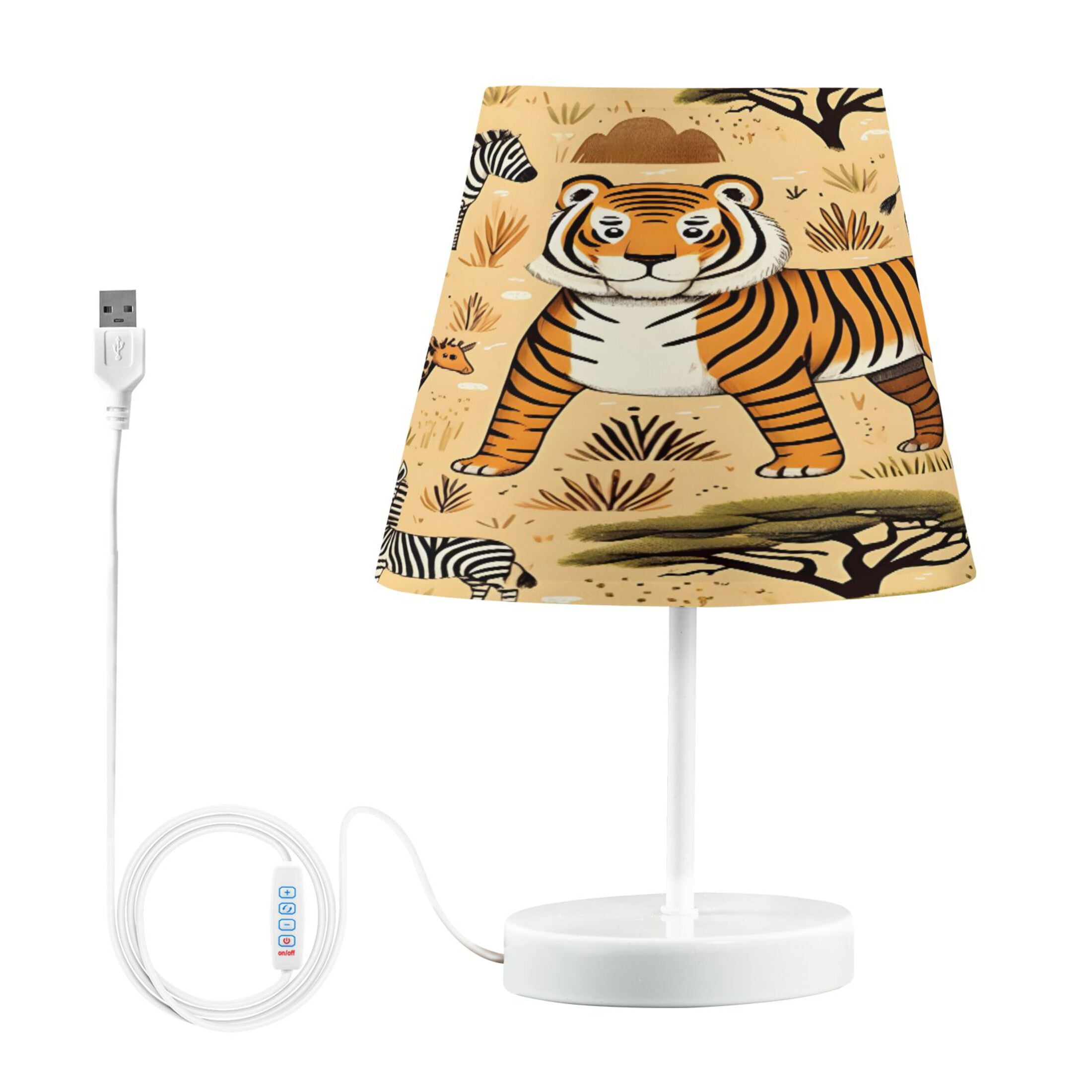 Wildlife Tiger Zebra Giraffe Desk Lamp LED Table Nightstand Lamps with ...