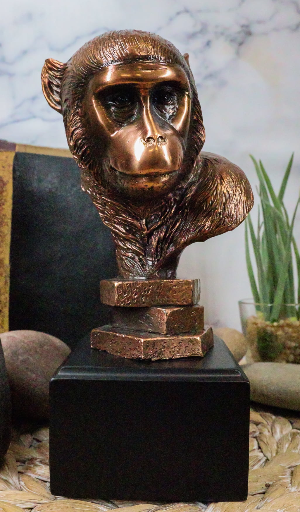 Wildlife Tropical Rainforest Chimpanzee Monkey Ape Head Bust Figurine ...