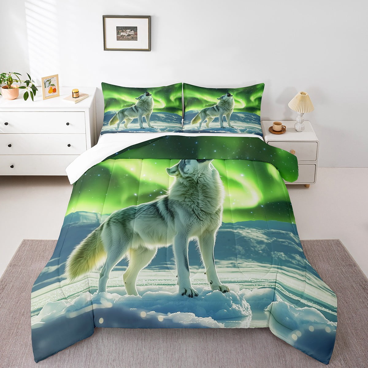 Wildlife Wolf Bedding Set Woodland Animal Full Down Comforter For Boys ...