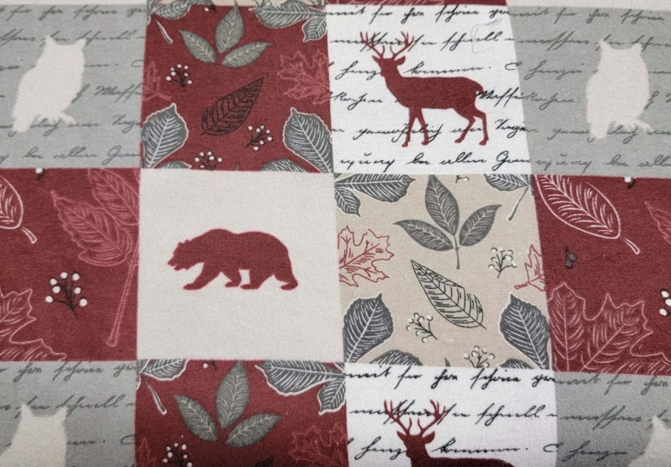 Wildlife Wood Patch Wine Flannel Fabric - Walmart.com