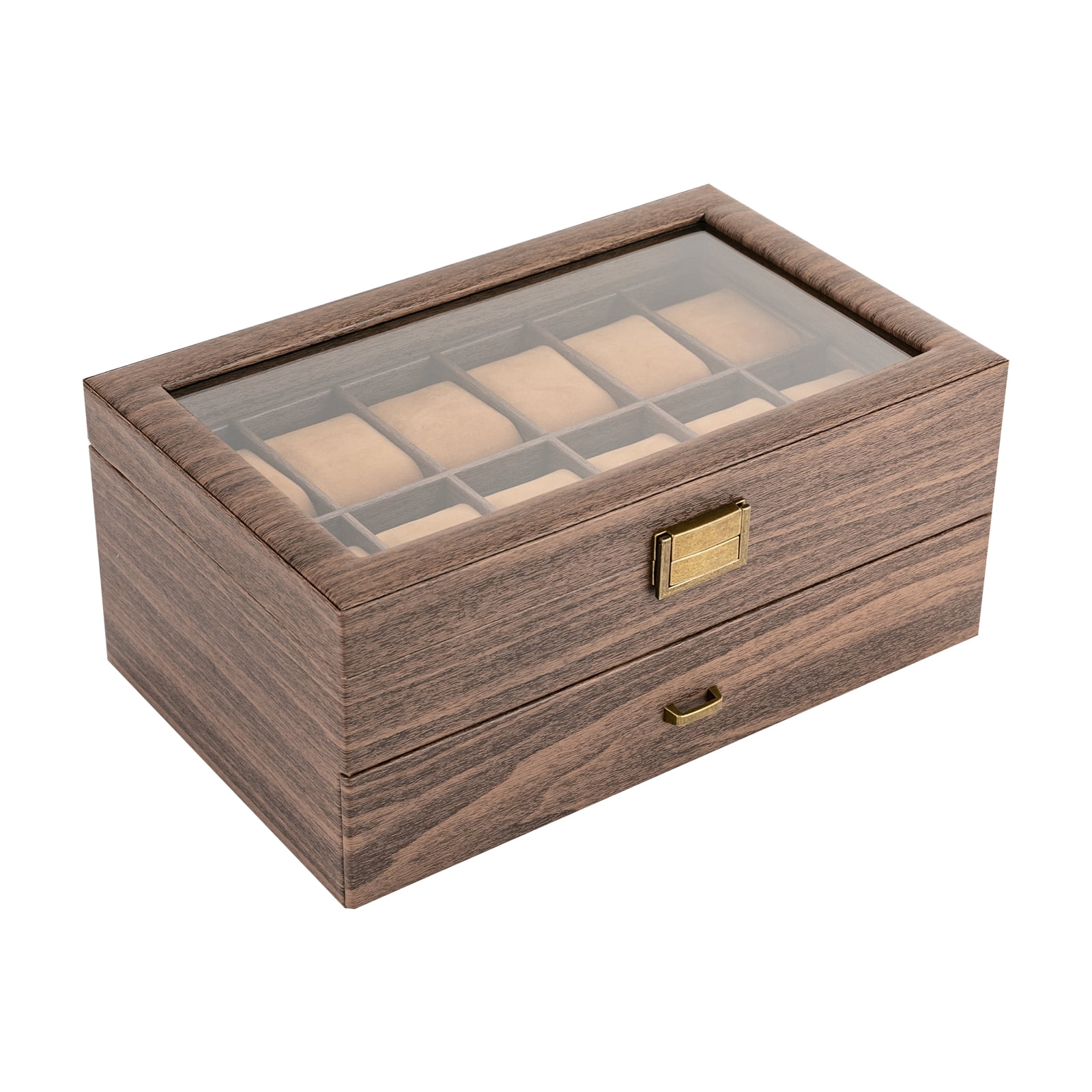 Wildnix 24-Slot Watch Box Organizer-PU Leather Display Case with Glass ...