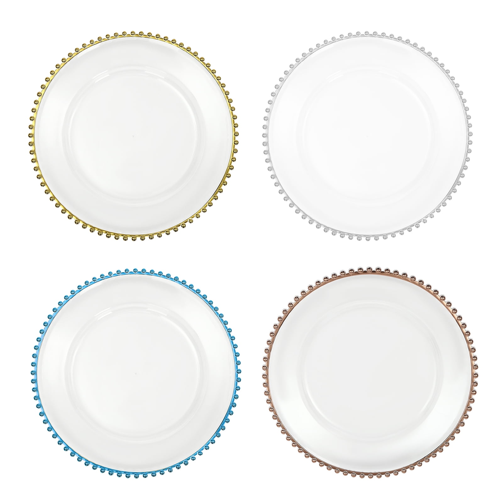 Wildnix 25-Piece Set of Round Serving Charger Plates, Clear & Gold/Rose ...