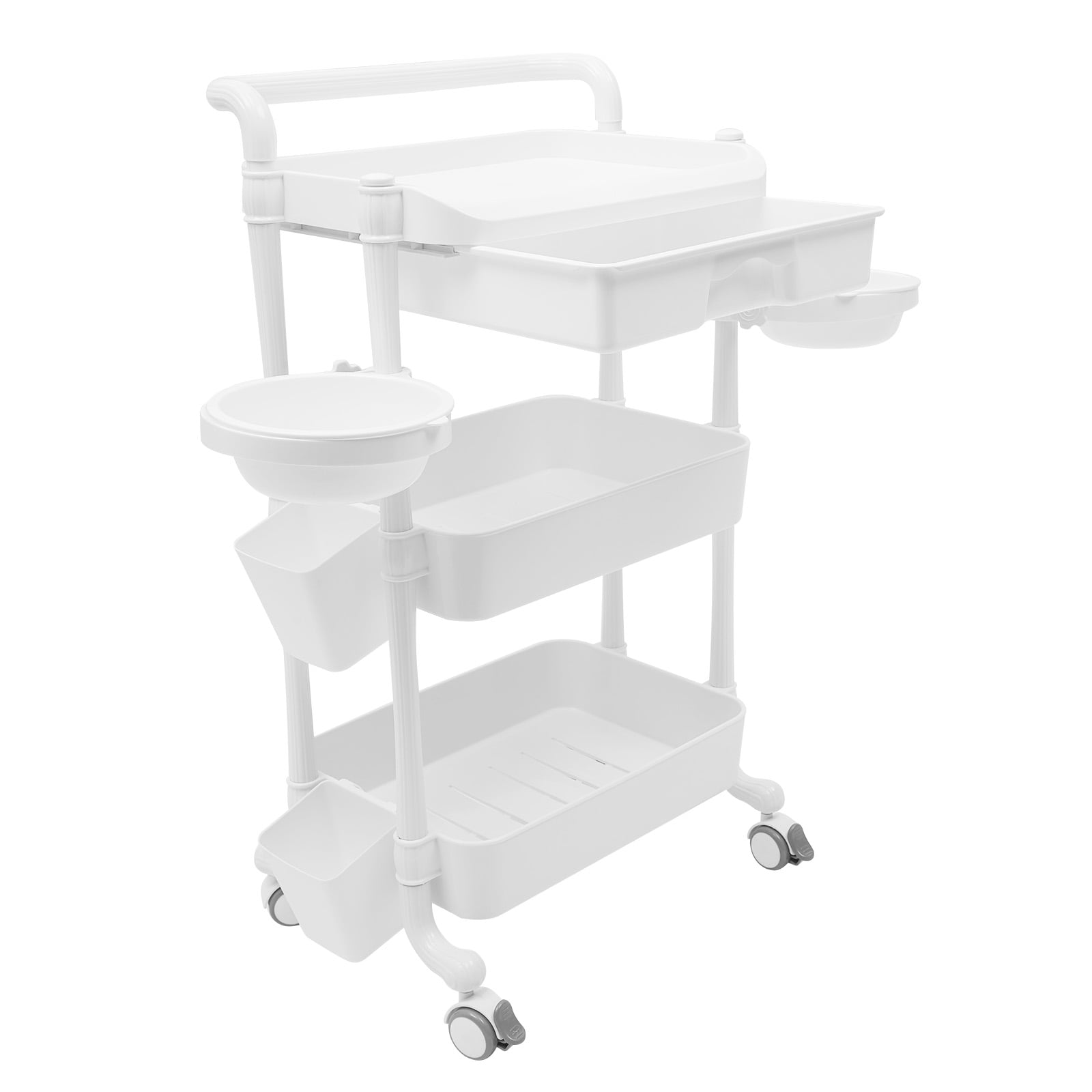 Wildnix 3-Tier Utility Medical Trolley Cart with Drawer and Elevated ...