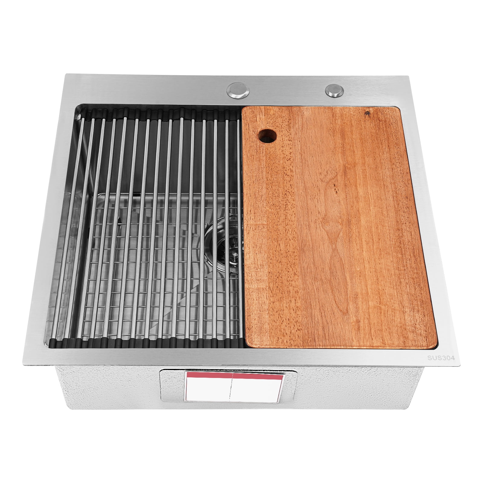 Wildnix 304 Stainless Steel Sink with Cutting Board, Drainage Frame ...