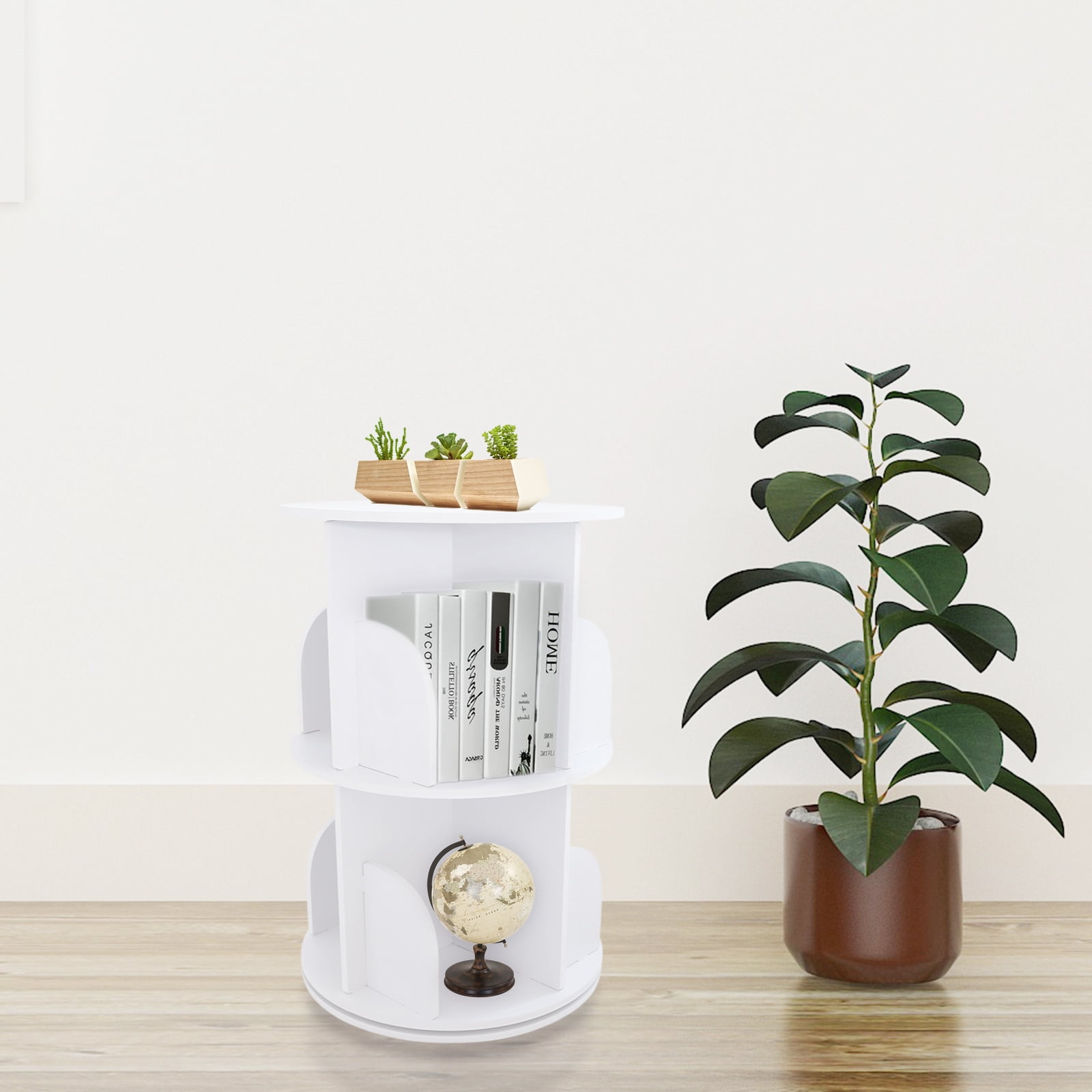 Wildnix 360° Rotating Bookcase, Waterproof PVC Bookshelf, Space-Saving ...