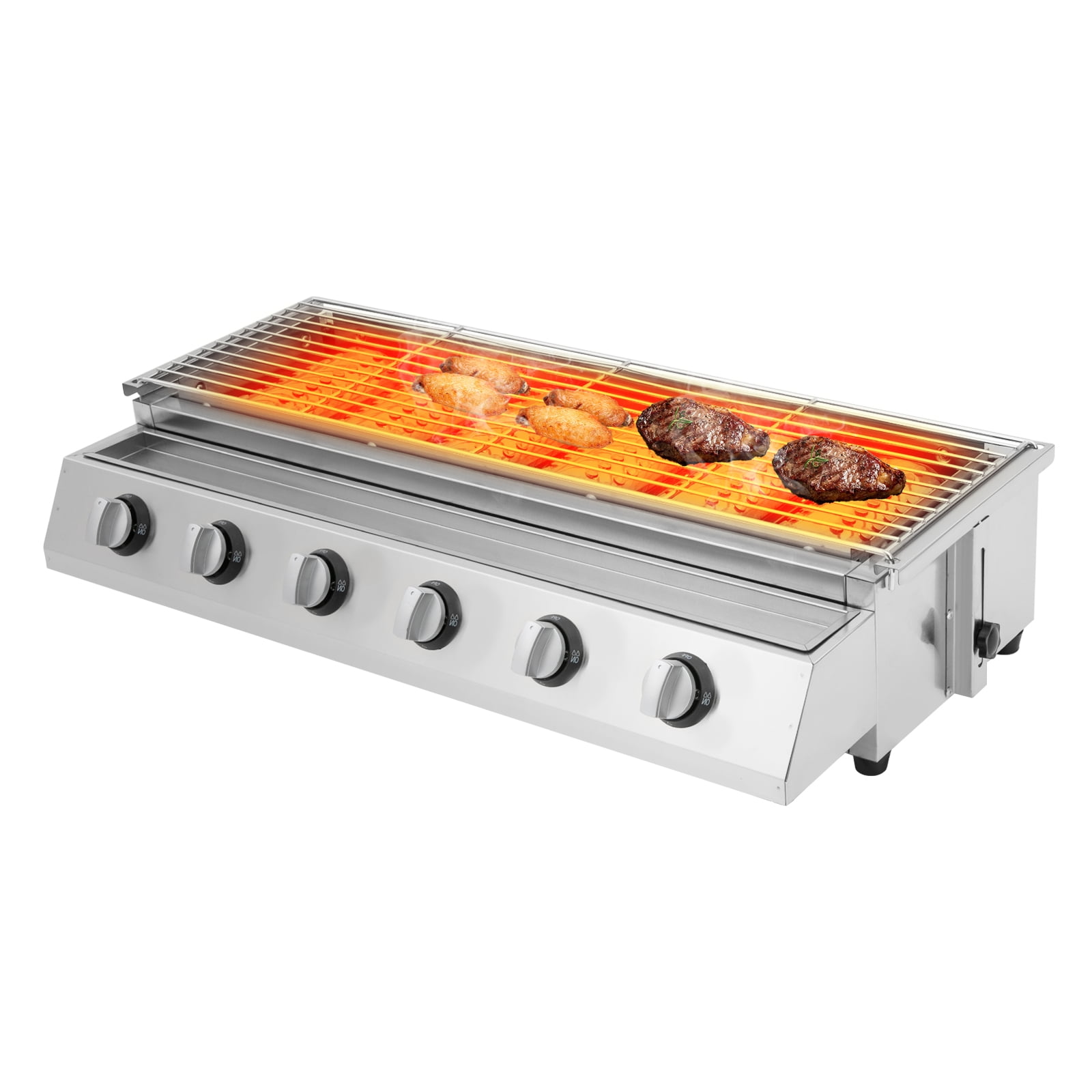 Wildnix 6-Burner BBQ Grill, Stainless Steel Gas Grill with Adjustable ...