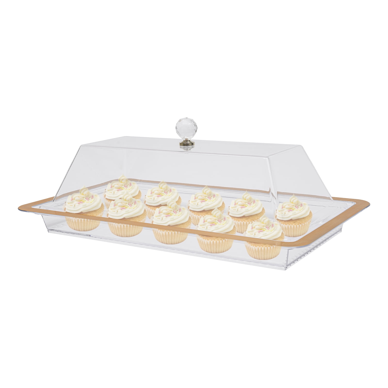 Wildnix Acrylic Cake Stand Serving Tray with Clear Top Cover, Golden ...