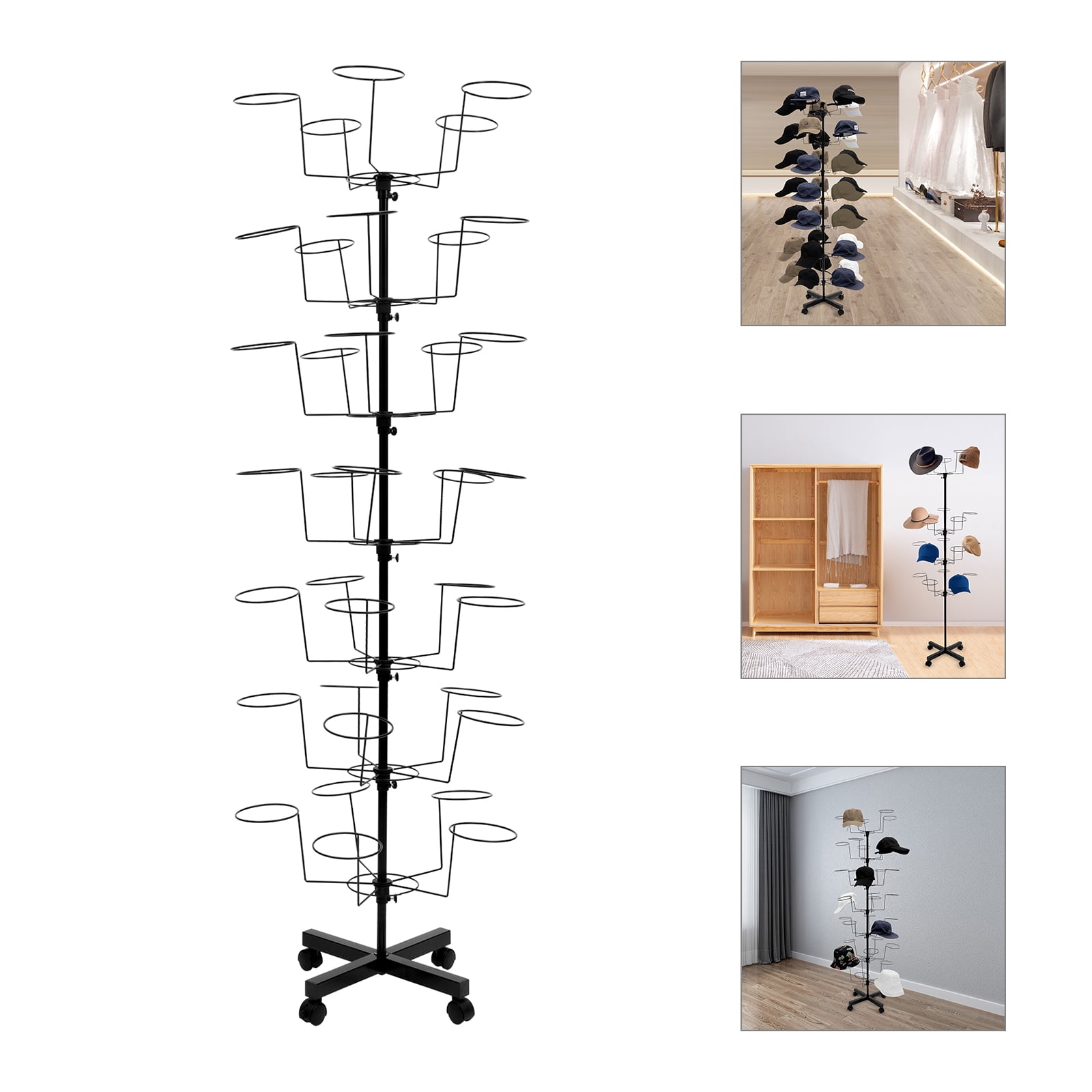 Wildnix Adjustable Hat Rack with 7 Tiers and 35 Hat Holders, Vertical ...