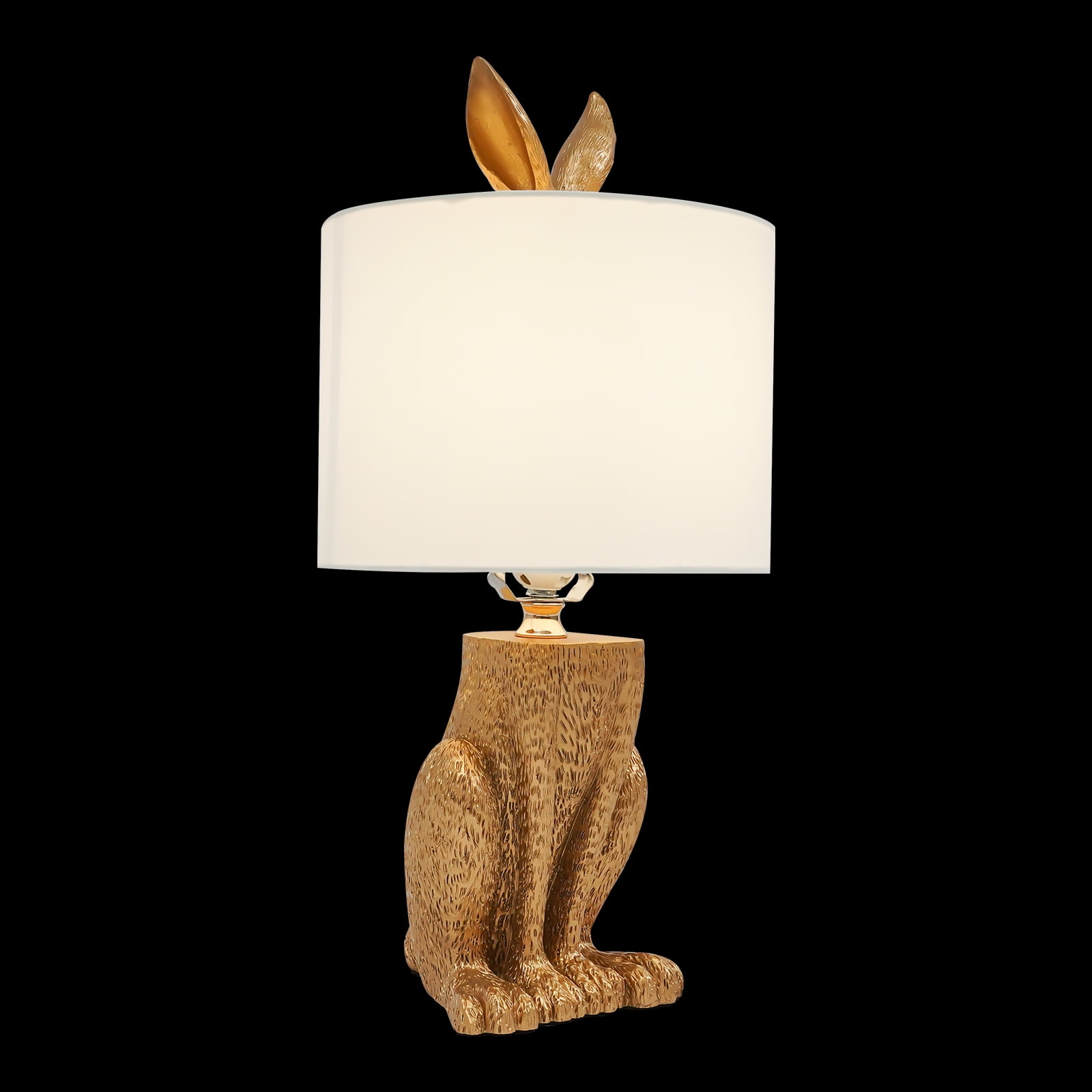 Wildnix Artistic Rabbit Table Lamp, Gold Resin Base with PVC Lampshade ...
