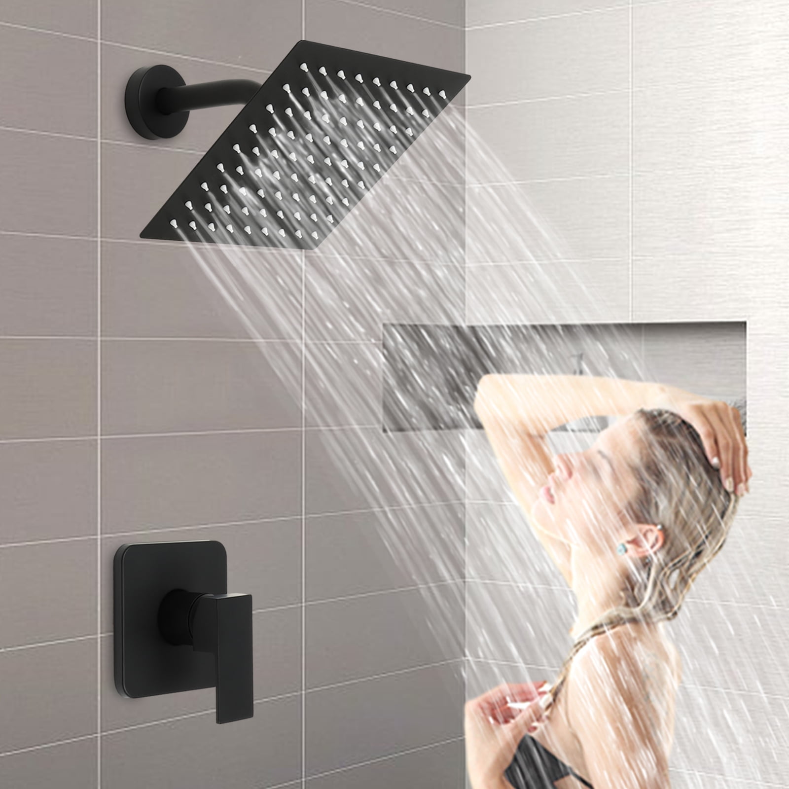 Wildnix Black Shower Head with Stainless Steel and Ceramic Valve Core ...