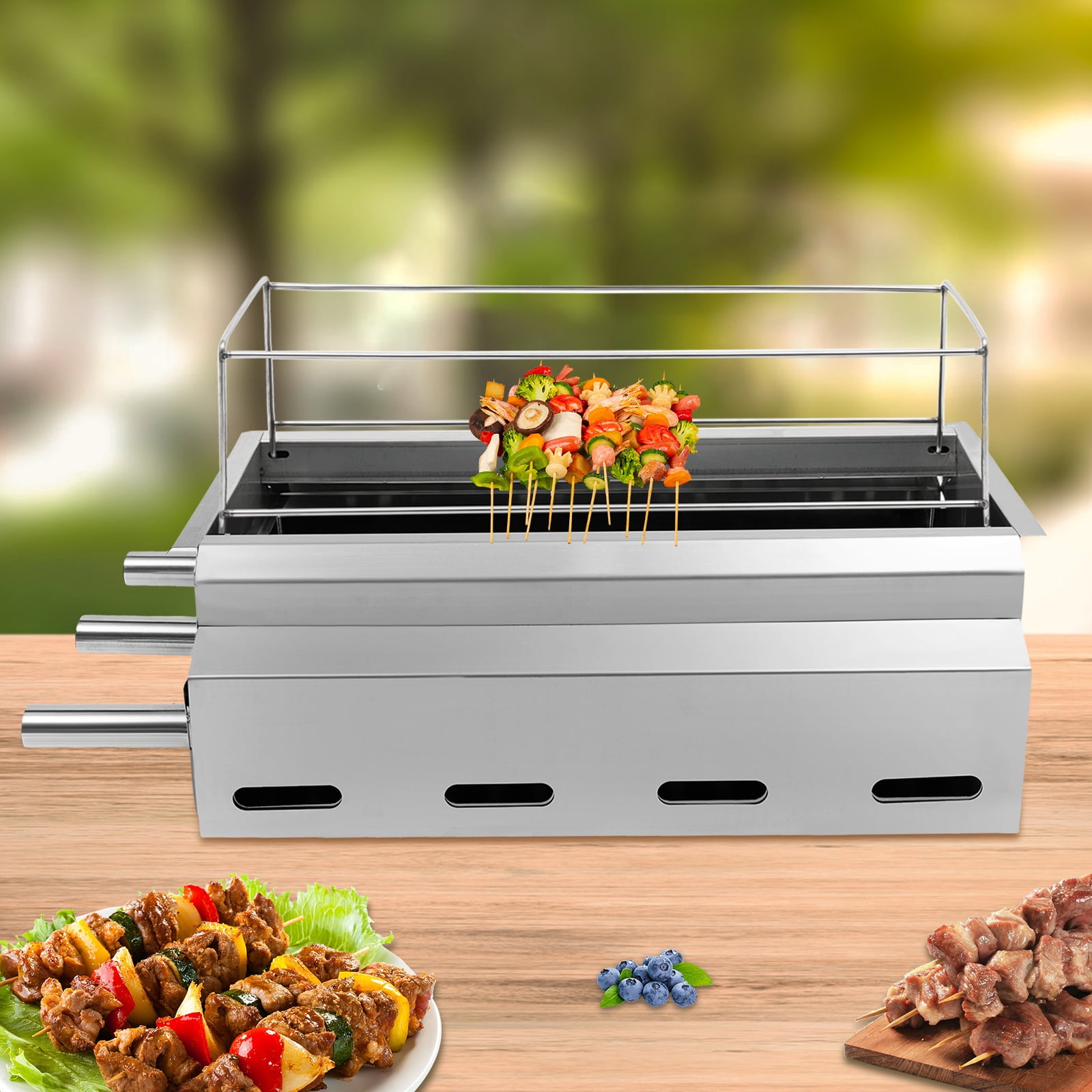 Wildnix Charcoal BBQ Grill with Dual I-Type Burners, Removable Grill ...