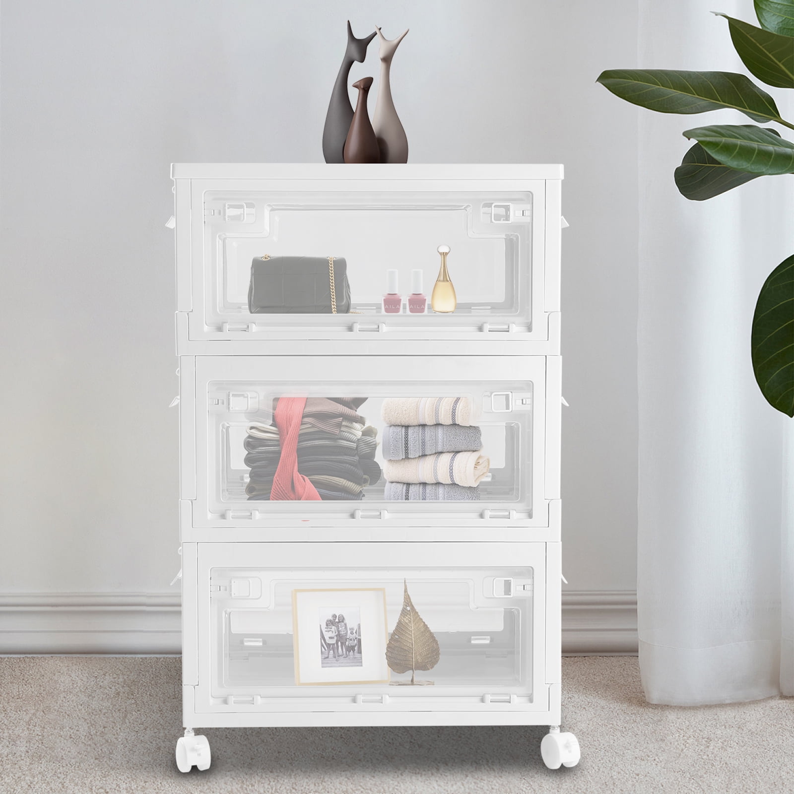 Wildnix Collapsible Storage Bins with Lids, 45L Capacity, Sturdy PP ...