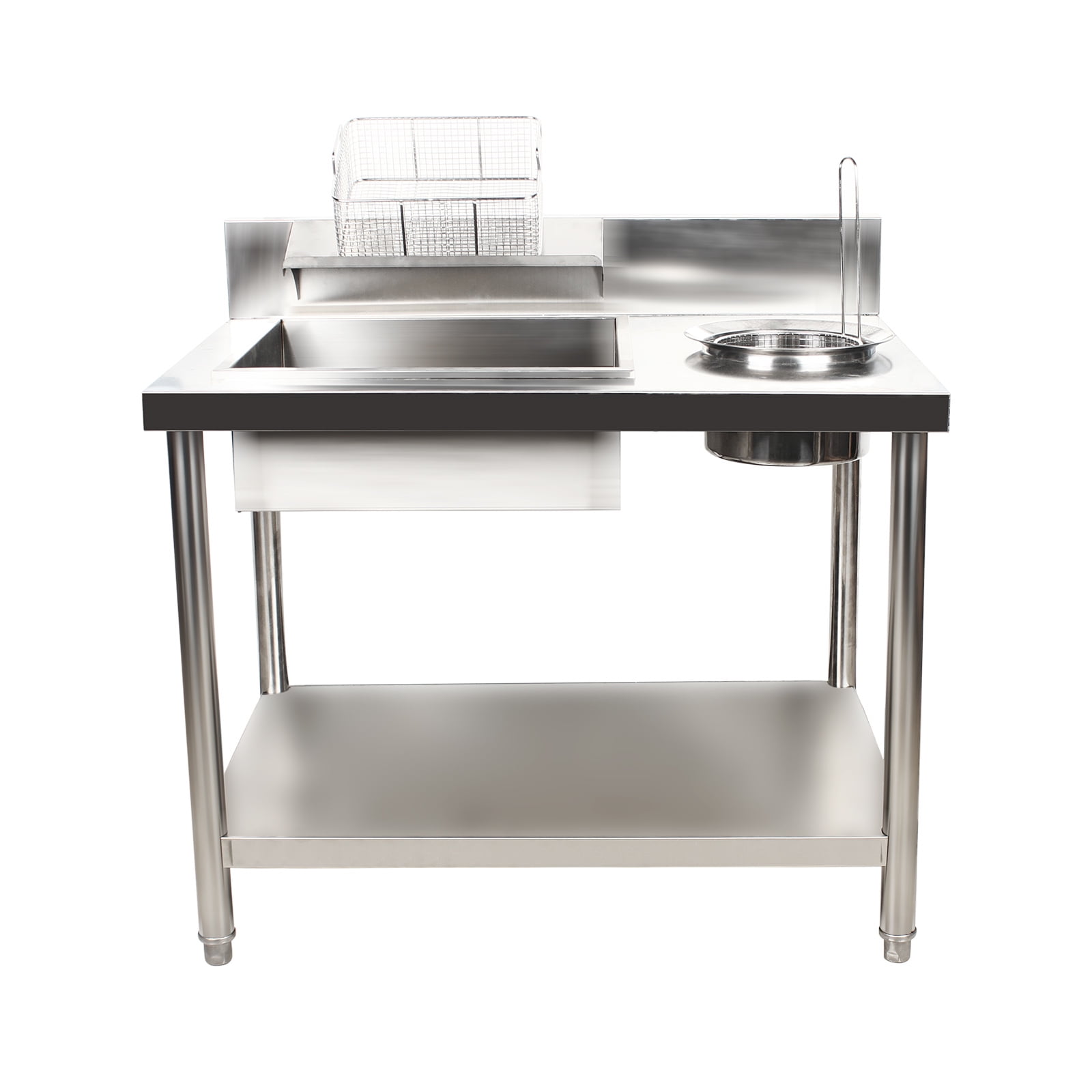 Wildnix Commercial Kitchen Prep Table with Sturdy 430 Stainless Steel ...