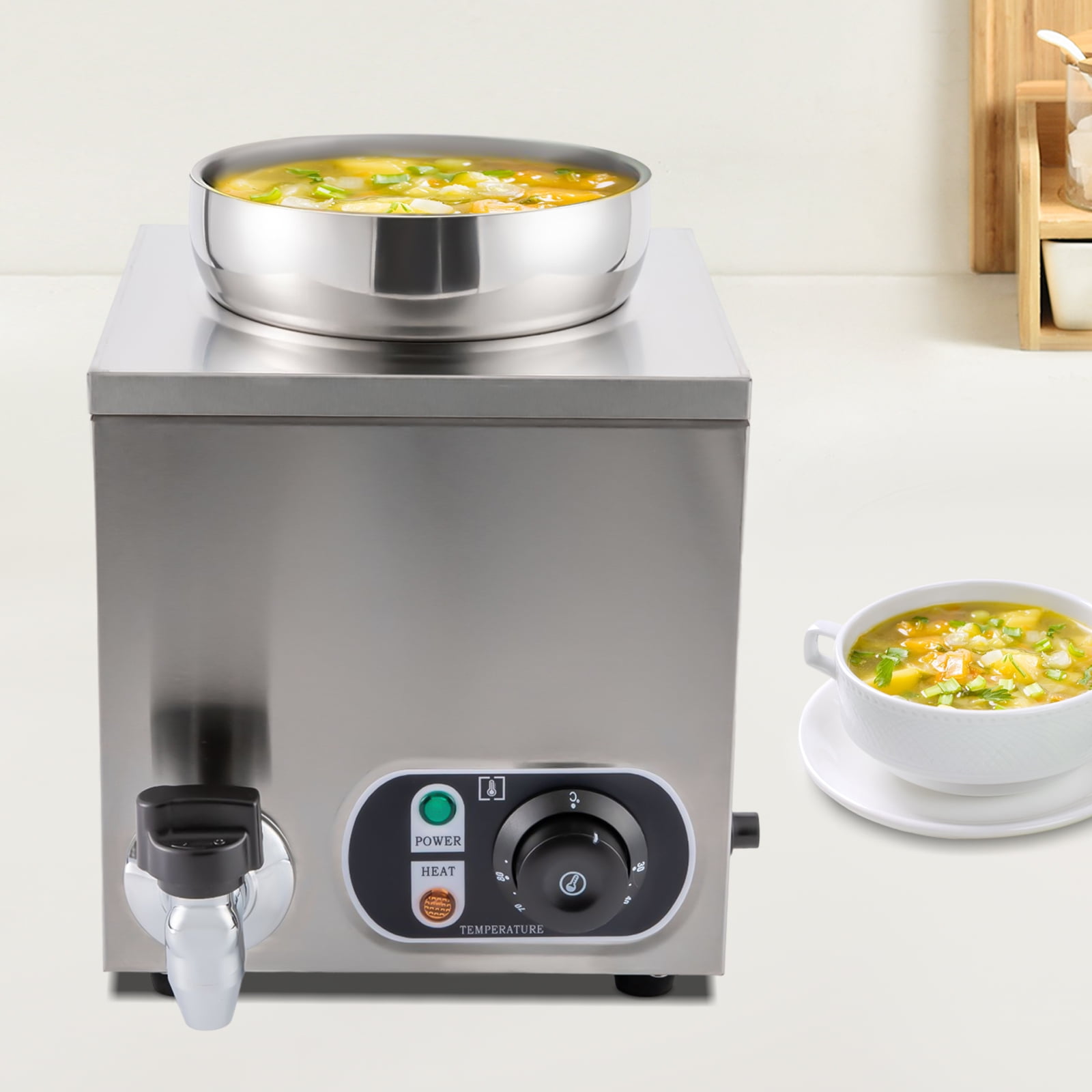 Wildnix Commercial Soup Warmer with Precise Temperature Control, 4L ...
