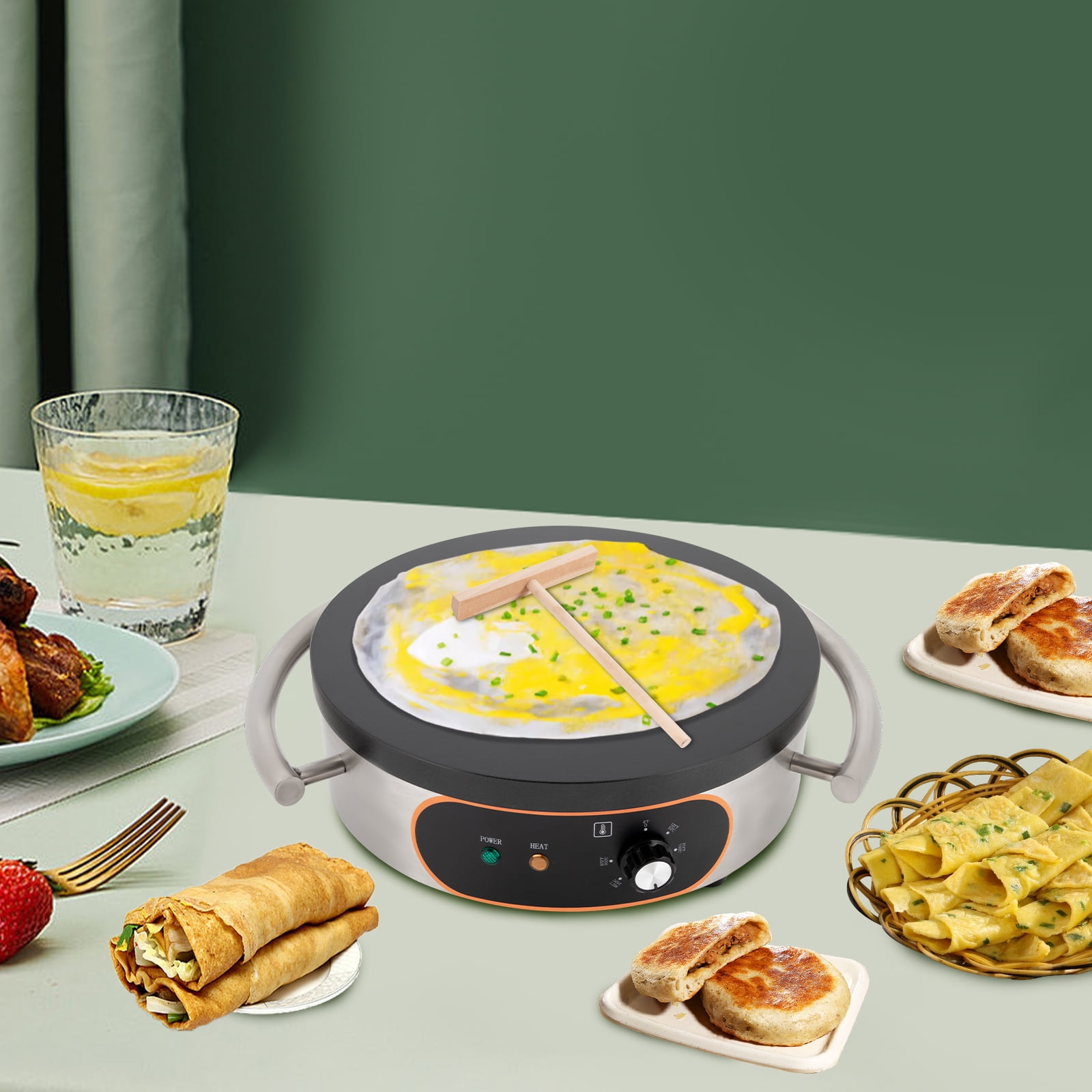 Wildnix Crepe Maker, 16-Inch Non-Stick Griddle, 1500W High Power ...