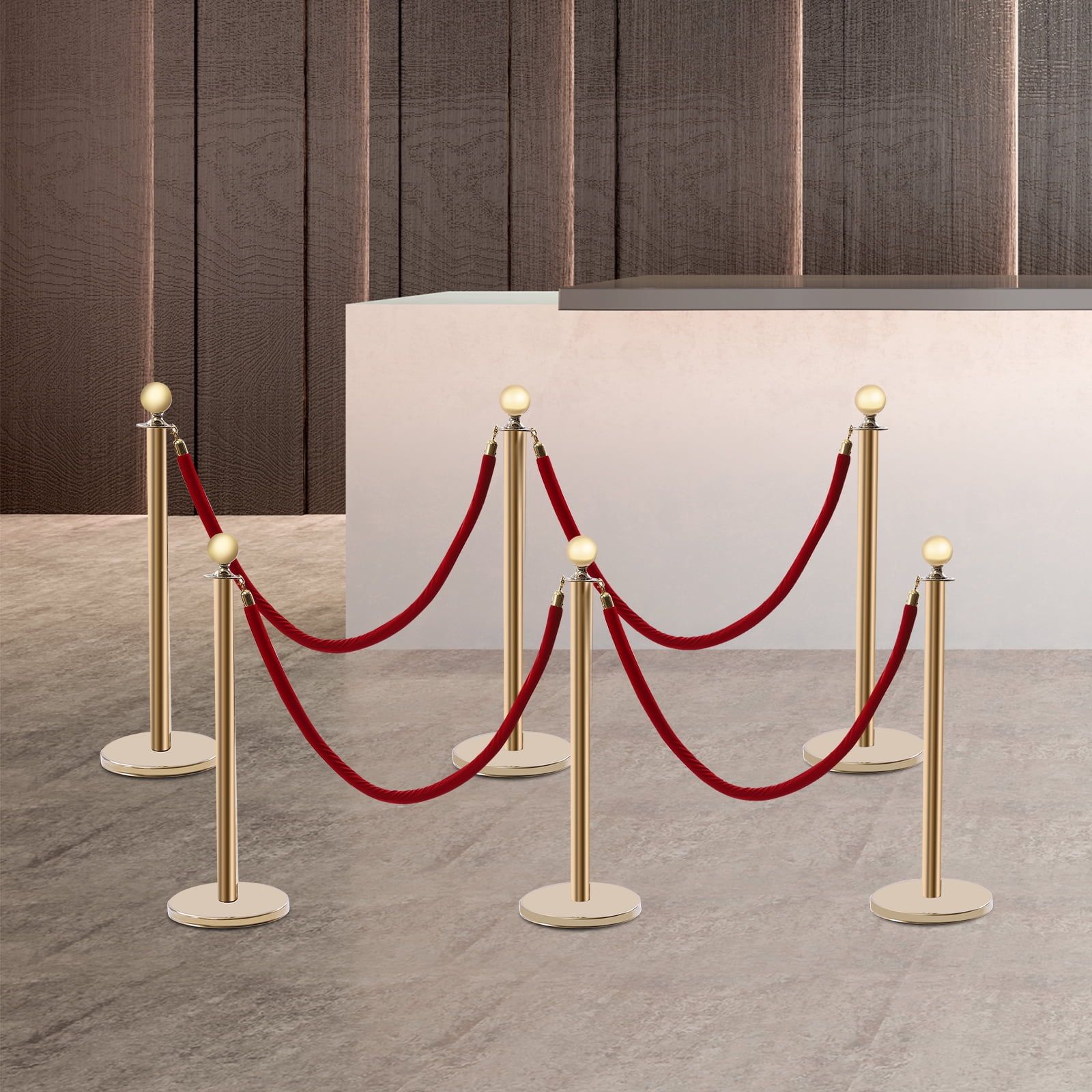 Wildnix Crowd Control Stanchion with Crimson Velvet Ropes – Durable ...