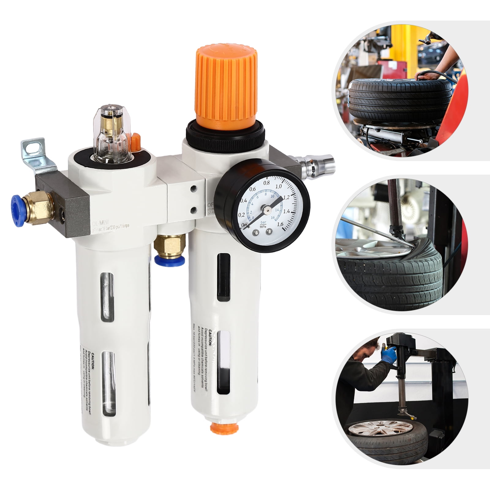 Wildnix Durable Tire Changer with Oil-Water Separator, Pressure Gauge ...