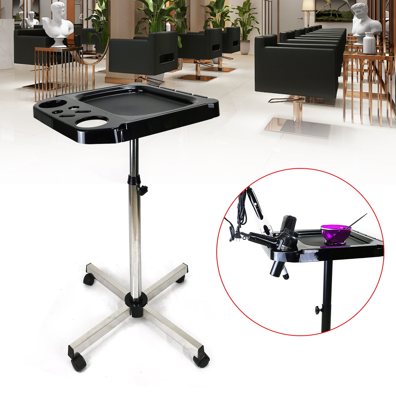 Wildnix Durable and Adjustable Salon Trolley with Large Capacity Tray ...