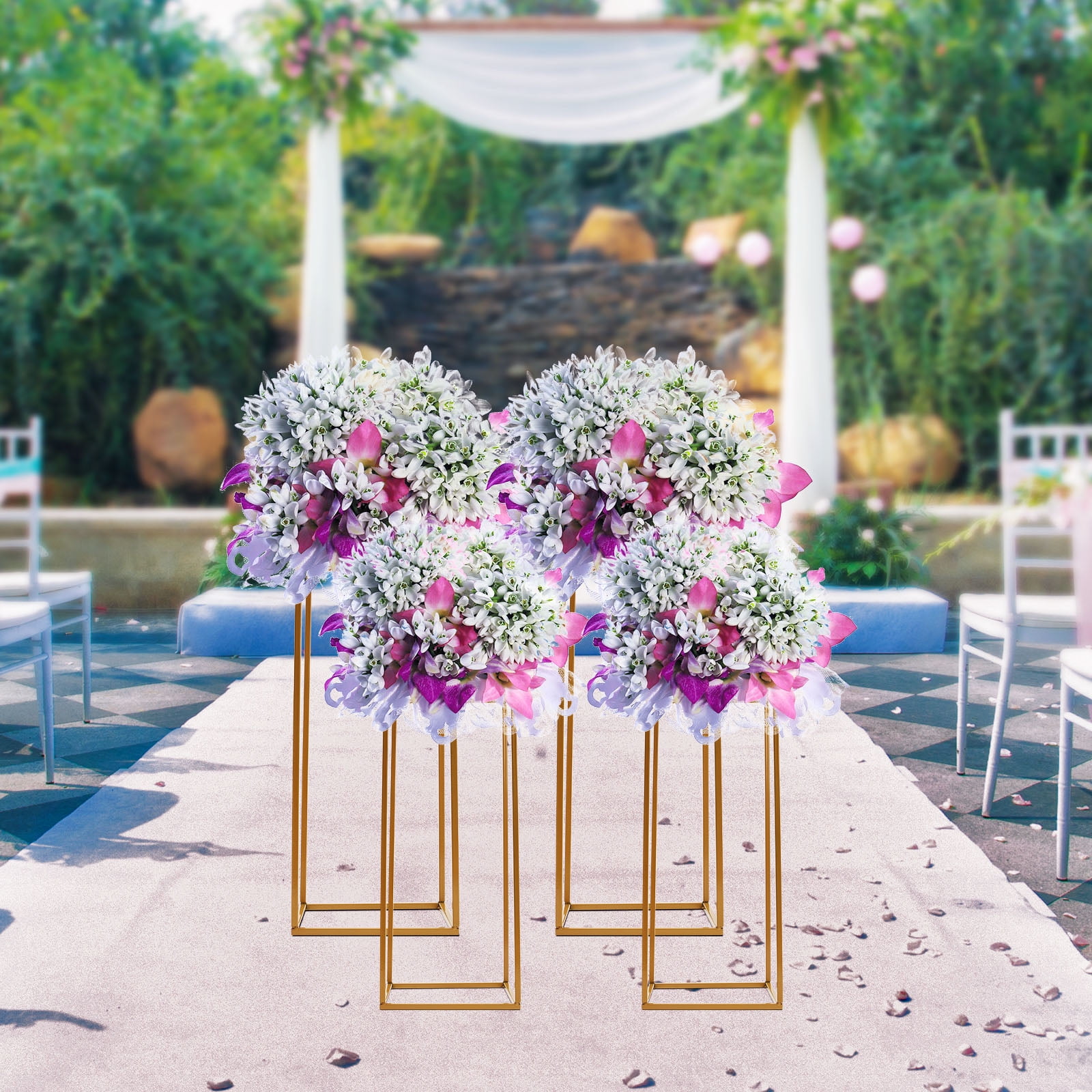 Wildnix Elegant Gold Wedding Flower Stand Set with 4 Pieces, Modern ...
