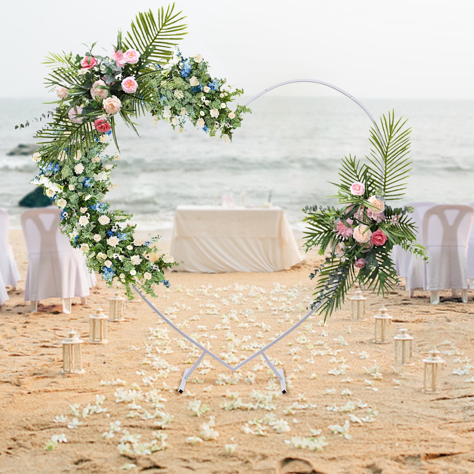 Wildnix Elegant Heart Wedding Arch for Ceremonies, Metal Garden Arch ...
