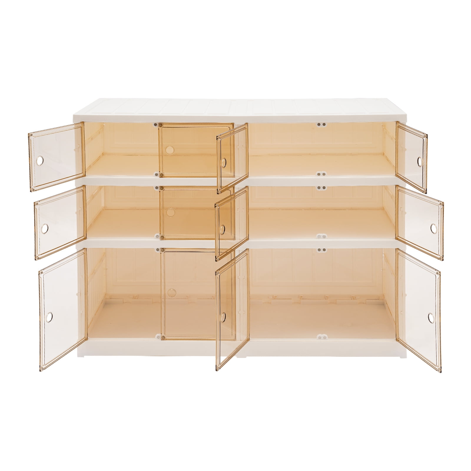 Wildnix Foldable Shoe Cabinet with 3 Tiers, White Modern Shoe Storage ...