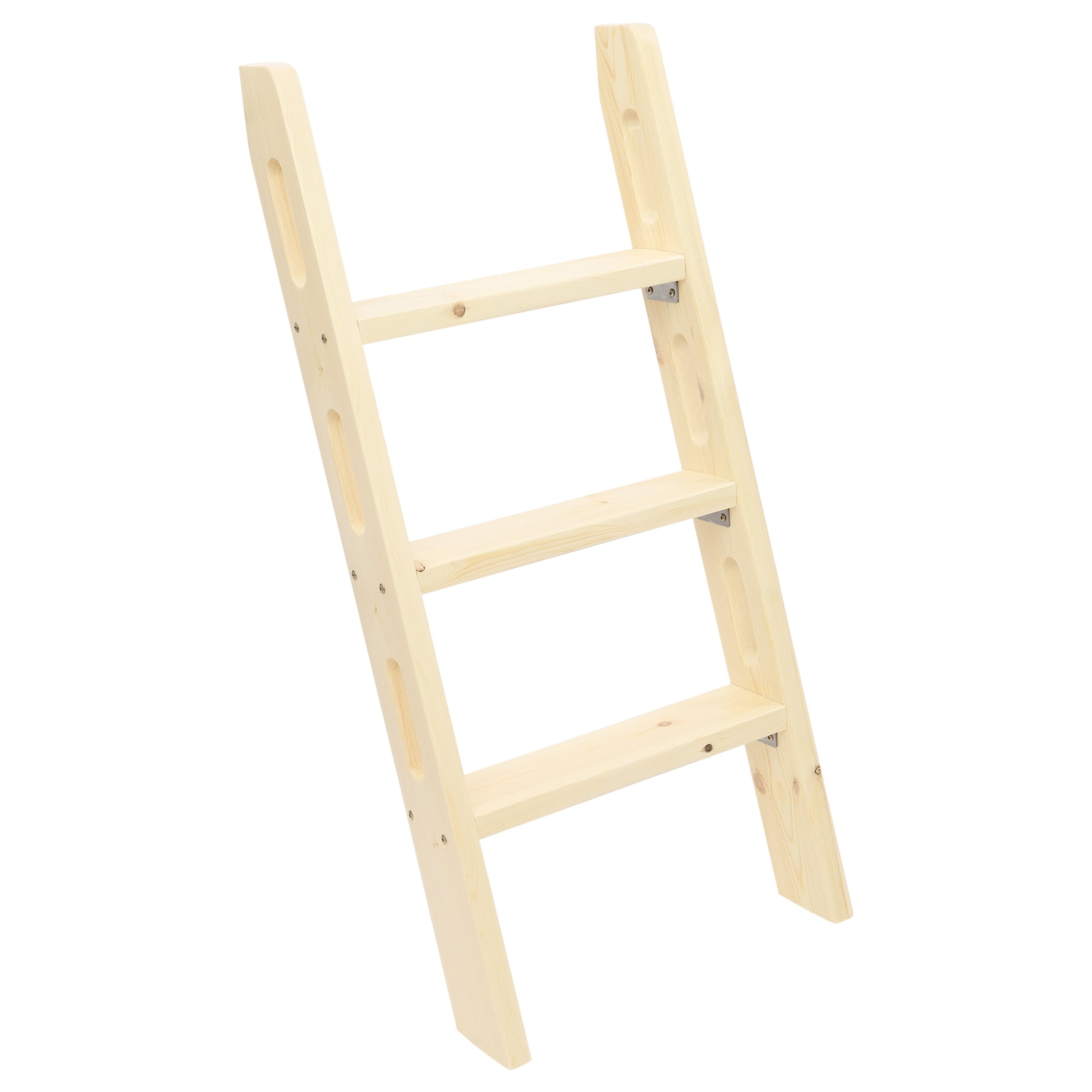 Wildnix Foldable Wall-Mounted Step Ladder, 3-Step Wooden Bed Ladder ...