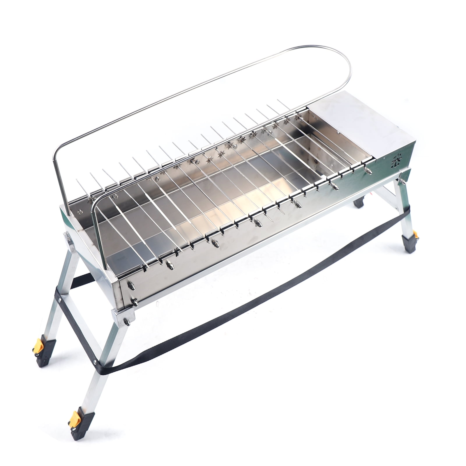 Wildnix Folded Charcoal BBQ Grill, Stainless Steel Skewer with 17 Grill ...