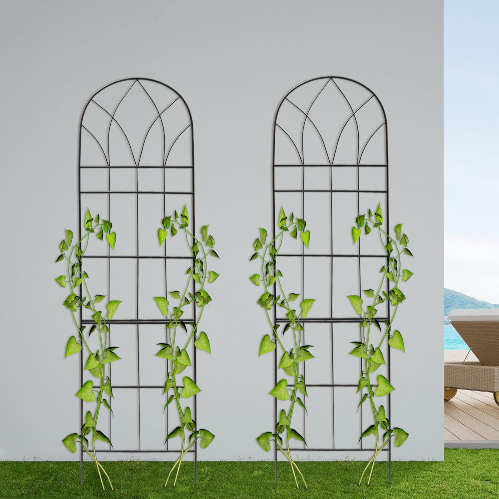 Wildnix Garden Trellis Set of 2, Powder Coated Steel, 58-Inch Height ...
