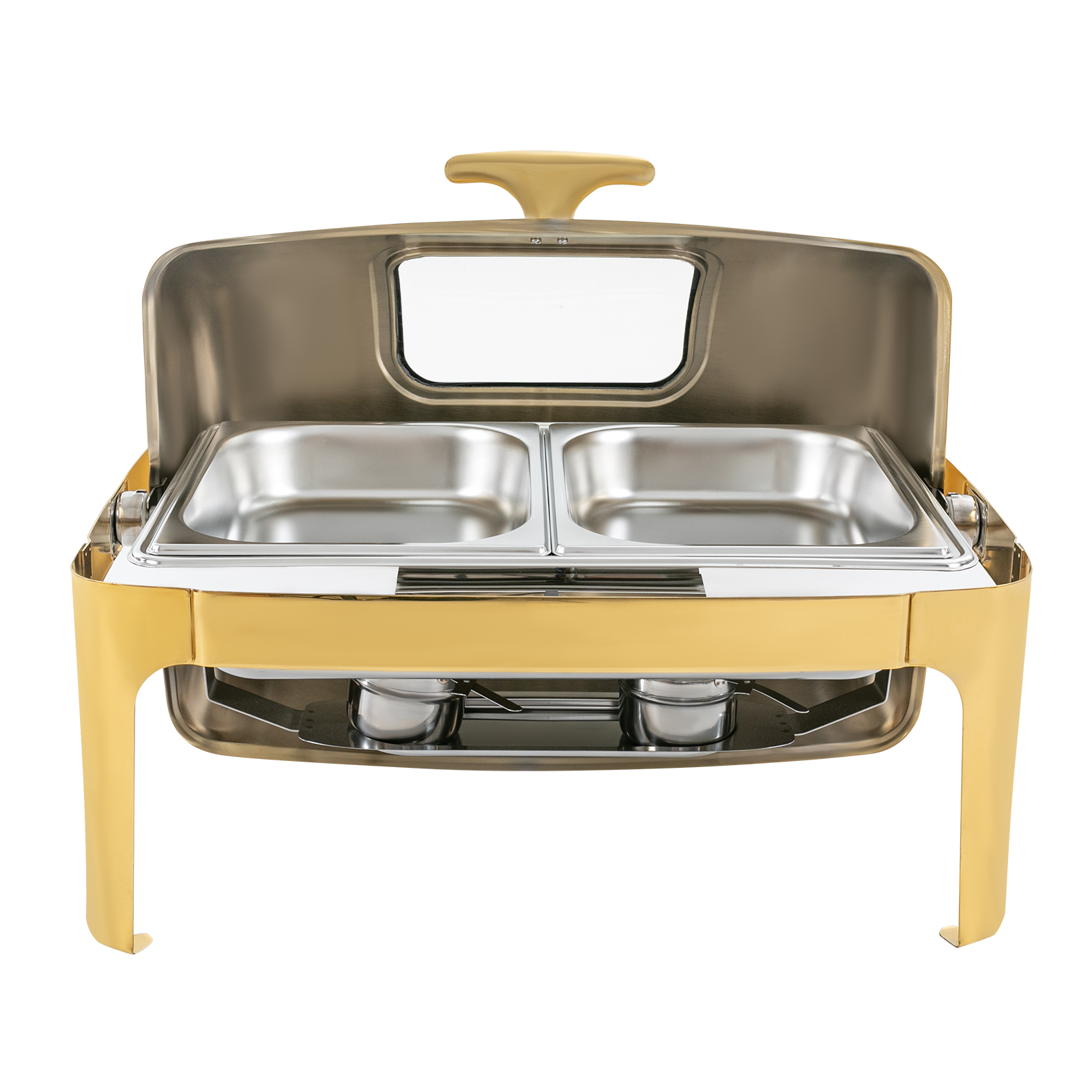 Wildnix Gold Chafing Dish with 2 Food Pans, 4.5L Capacity, and Clear ...