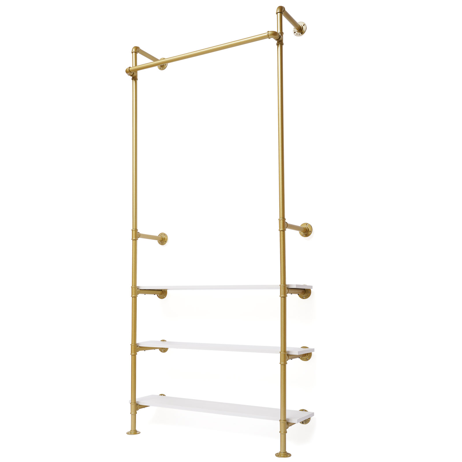 Wildnix Gold Clothing Hanging Rack, Industrial Wall-Mounted Clothes ...