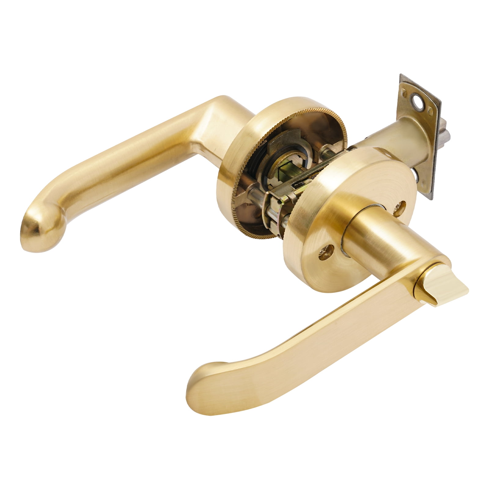 Wildnix Gold Door Lock Set, Modern Three-Lever Handle Lock with Spare ...