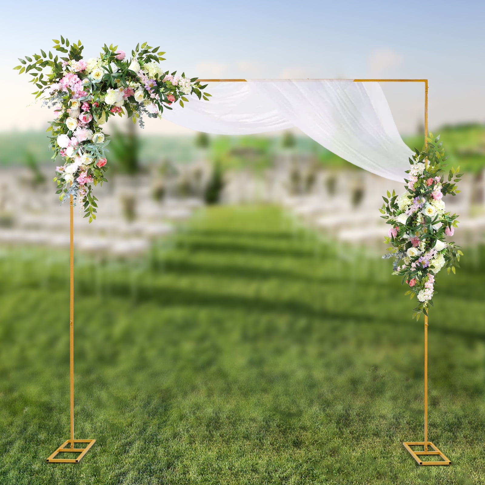 Wildnix Gold Wedding Arch Stand with Adjustable Height, Classic Iron ...