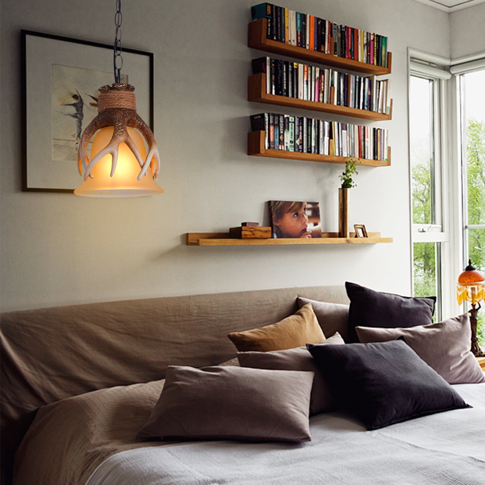 Wildnix Golden Antler Pendant Light, Retro Ceiling Light, Adjustable ...