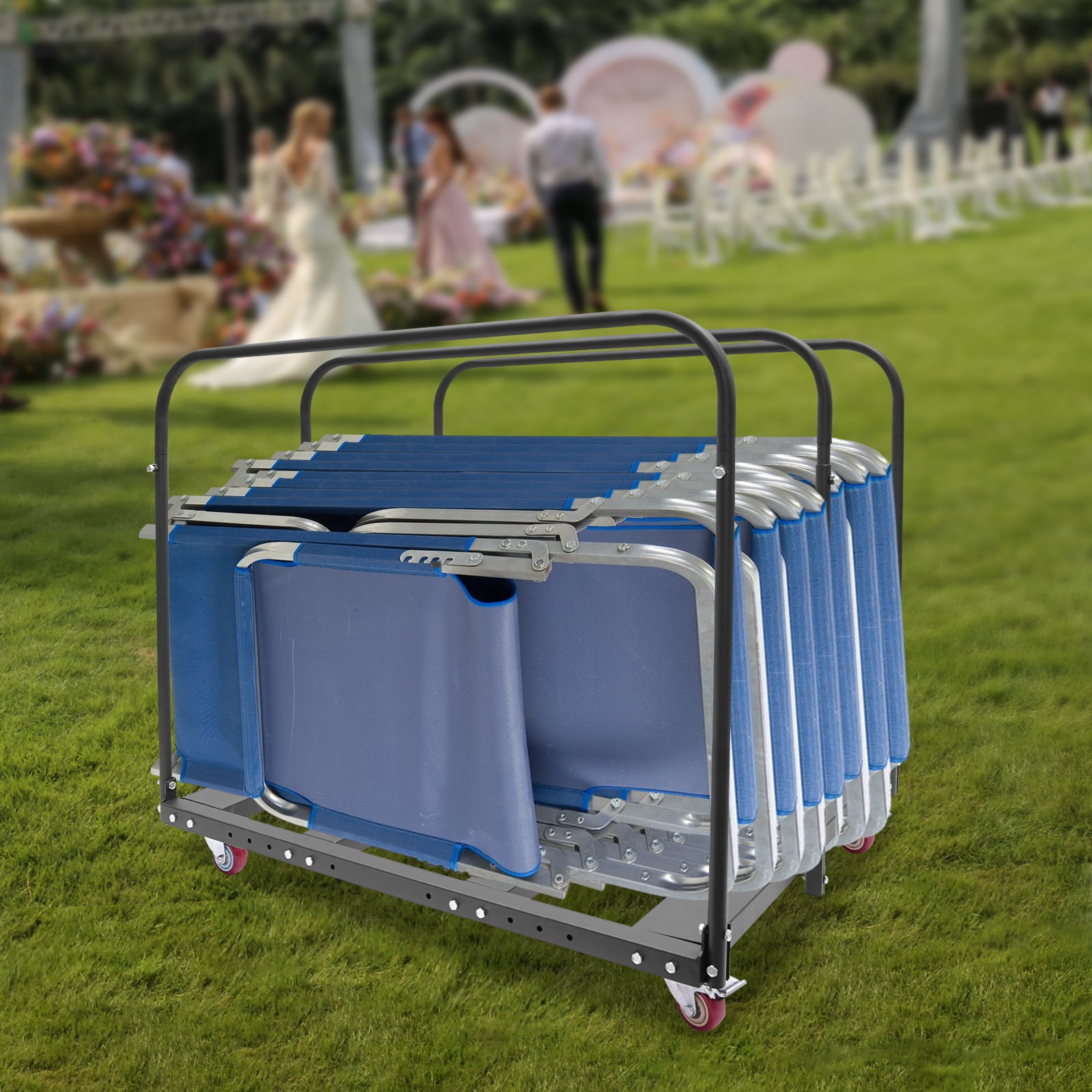 Wildnix Heavy Duty Folding Table Cart with Q235 Steel Frame, Adjustable ...