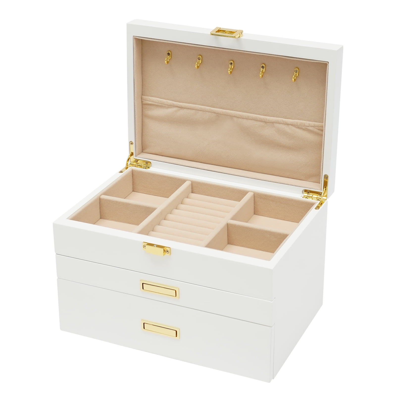 Wildnix Jewelry Box with Large Capacity, 3 Layers, Full Pull-Out Drawer ...