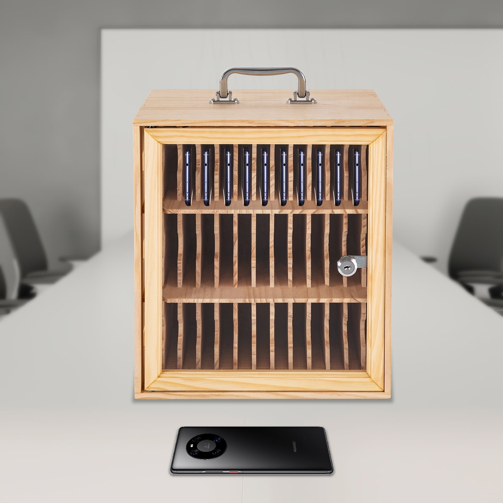 Wildnix Large Capacity Cell Phone Storage Cabinet, Lockable Mobile ...