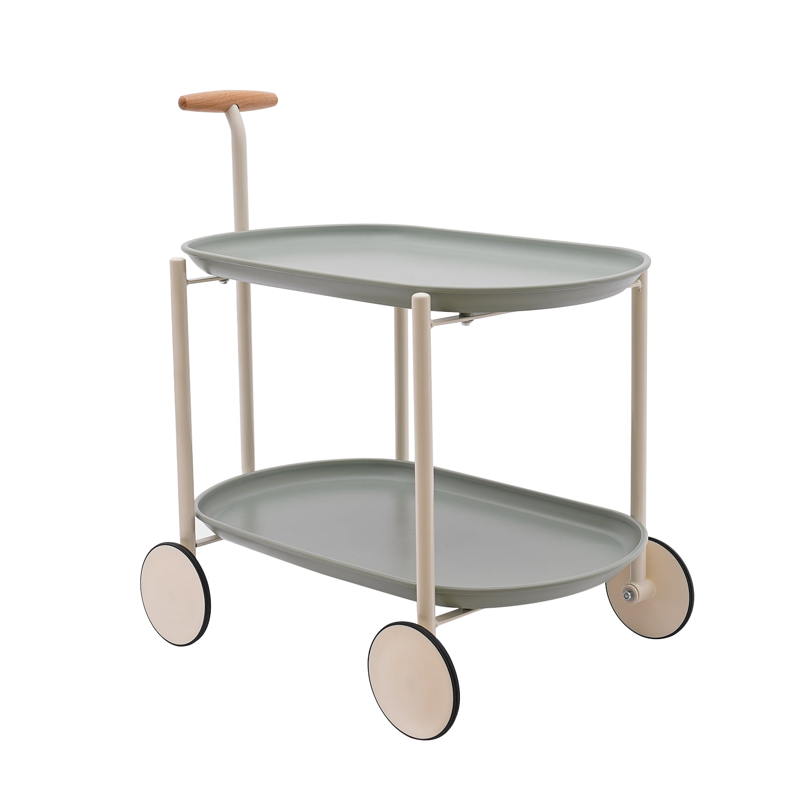 Wildnix Modern 2-Tier Serving Cart with Large Wheels, Carbon Steel and ...