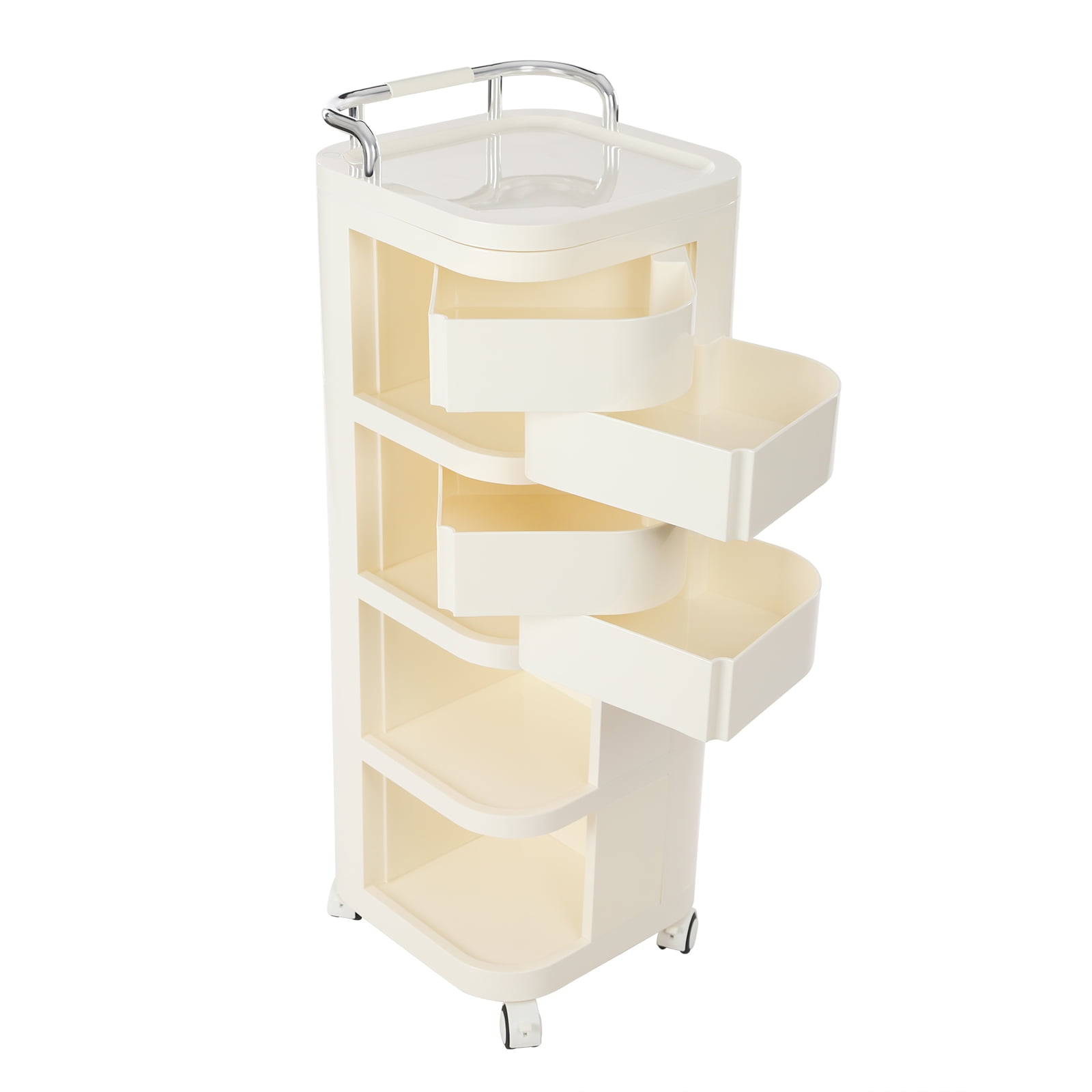 Wildnix Modern 4-Tier Storage Cart with 4 Rotating Drawers and Wheels ...