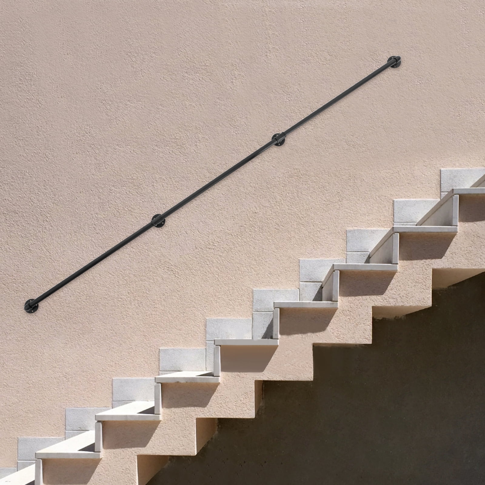 Wildnix Modern 9ft Metal Stair Handrail with Galvanized Steel Pipe ...